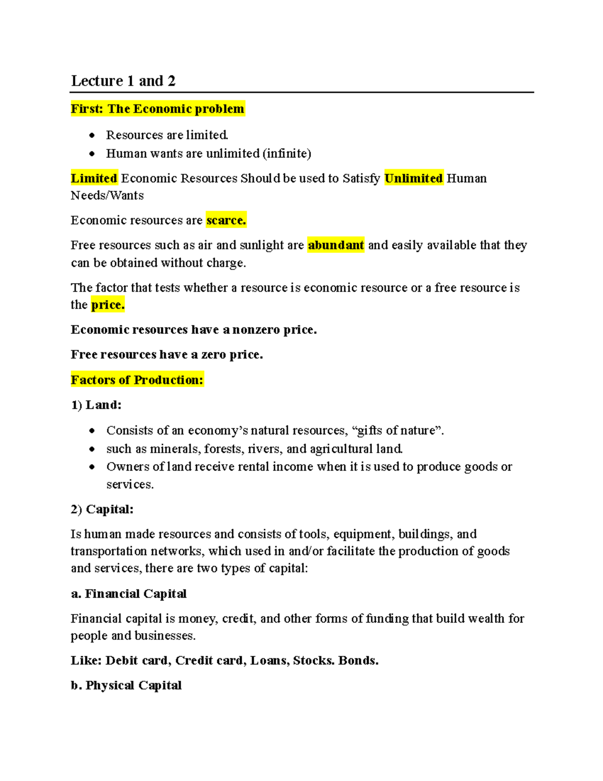Midterm Review: Economic Concepts and Systems (ECO 101) - Studocu