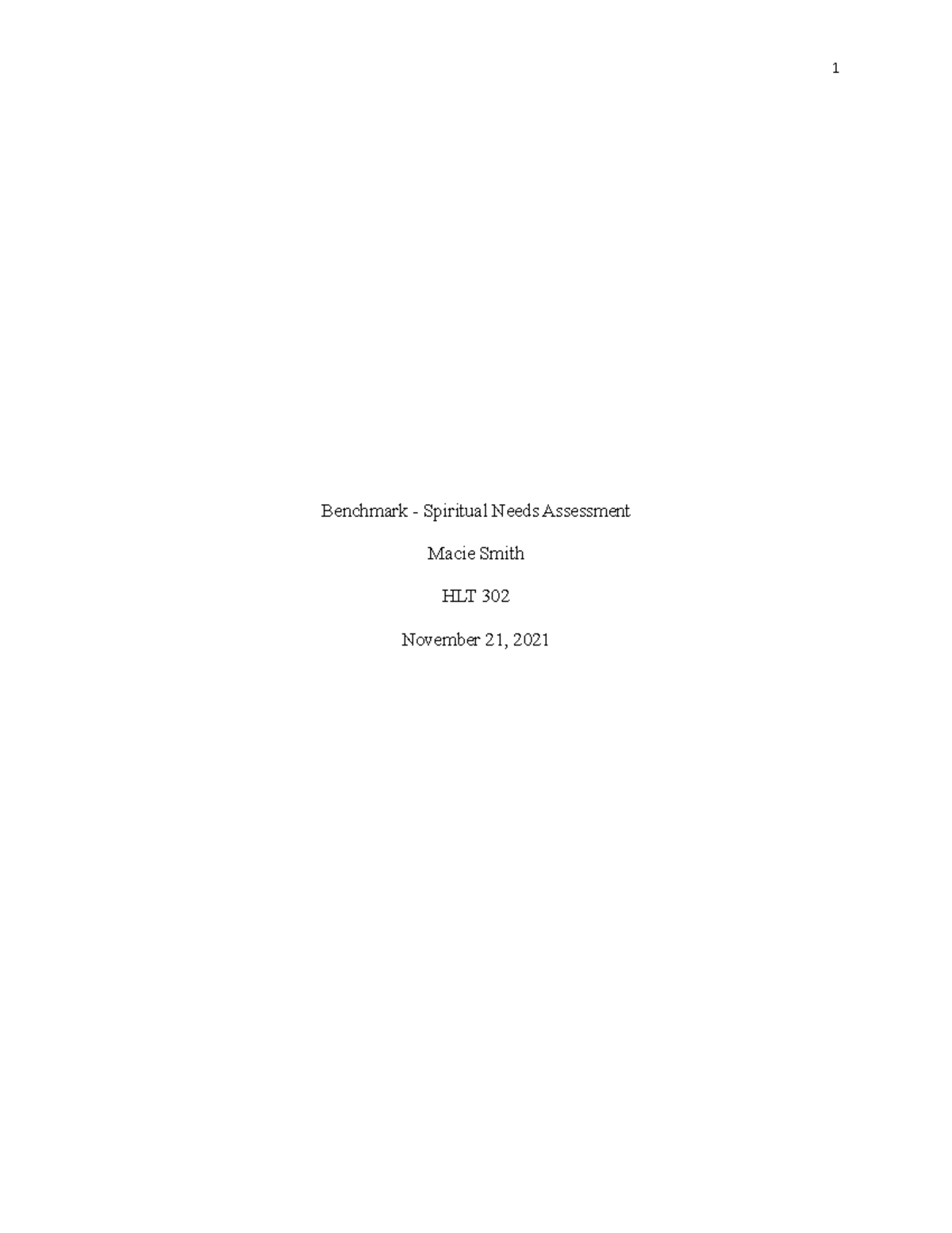 Benchmark - Spiritual Needs Assessment - I am not 15 years in remission ...