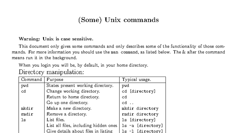 Unix Commands Overview - Lab 1 - Studocu