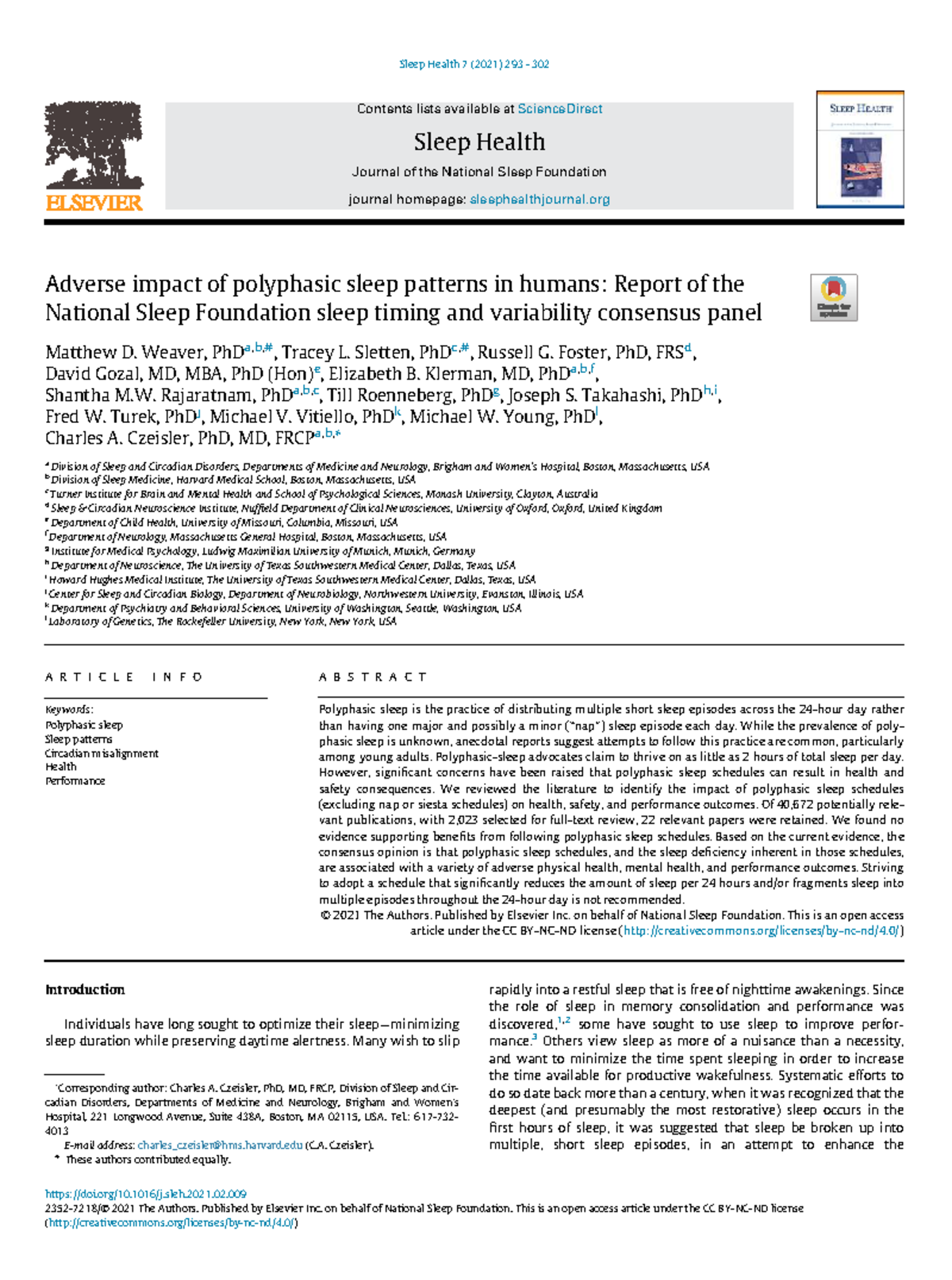 Adverse Effects of Polyphasic Sleep Patterns: A Review (Sleep Health 7 ...