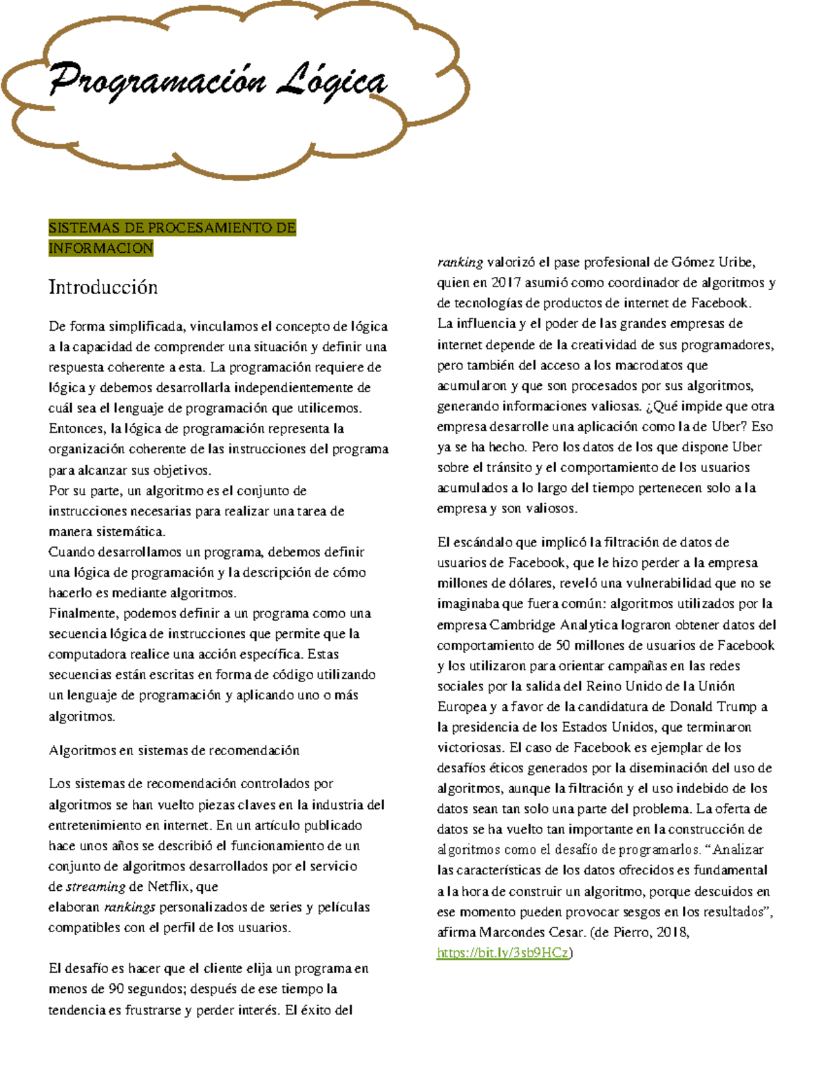 Modulo 1: Introducción a Programación Lógica y Algoritmos - Studocu