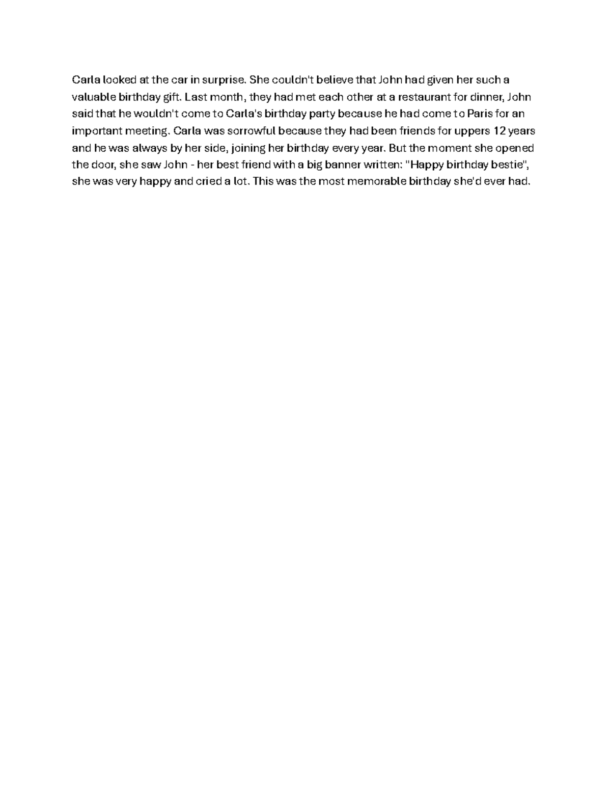 ENG 101: Essay on Memorable Birthday Moments - Studocu