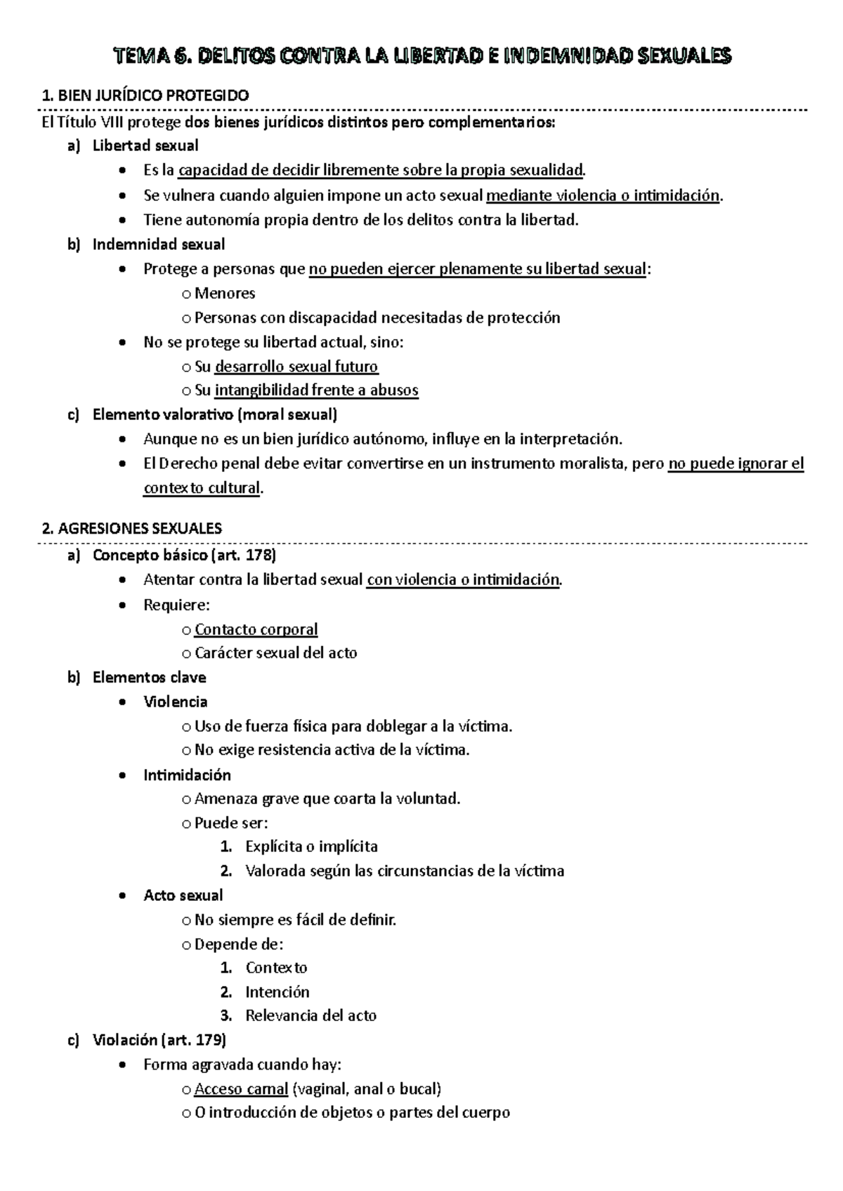 TEMA 6: Delitos Contra la Libertad e Indemnidad Sexuales (BIEN JURÍDICO ...