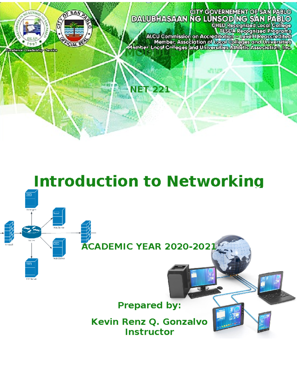 NET221 Networking 1 Week 10 - Introduction to Networking MODULE NET 221 ...