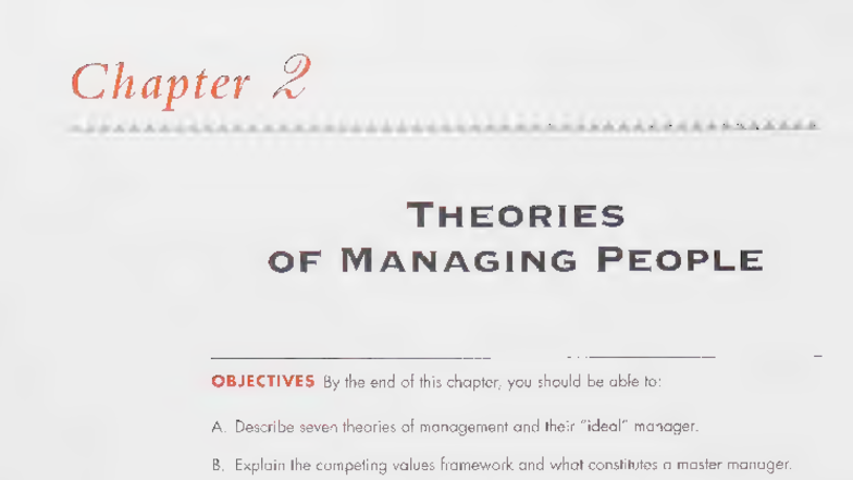 Chapter 2: Theories of Managing People in Organizational Behavior - Studocu