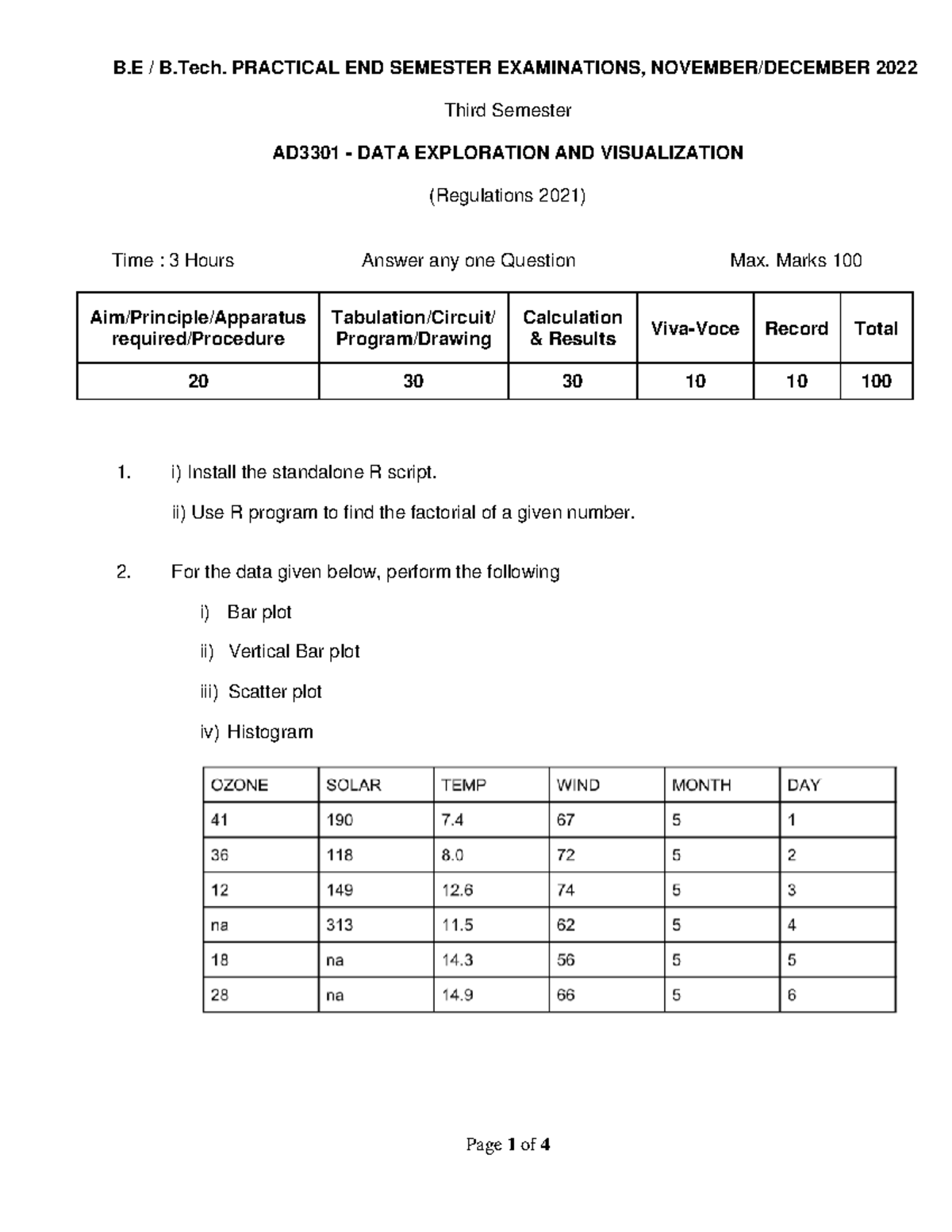 AD3301 Final Exam - Lab Questions for Data Exploration & Visualization ...