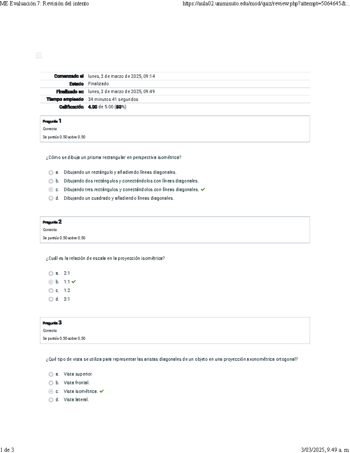 ME Evaluación 7: Revisión del Intento y Respuestas Correctas - Studocu