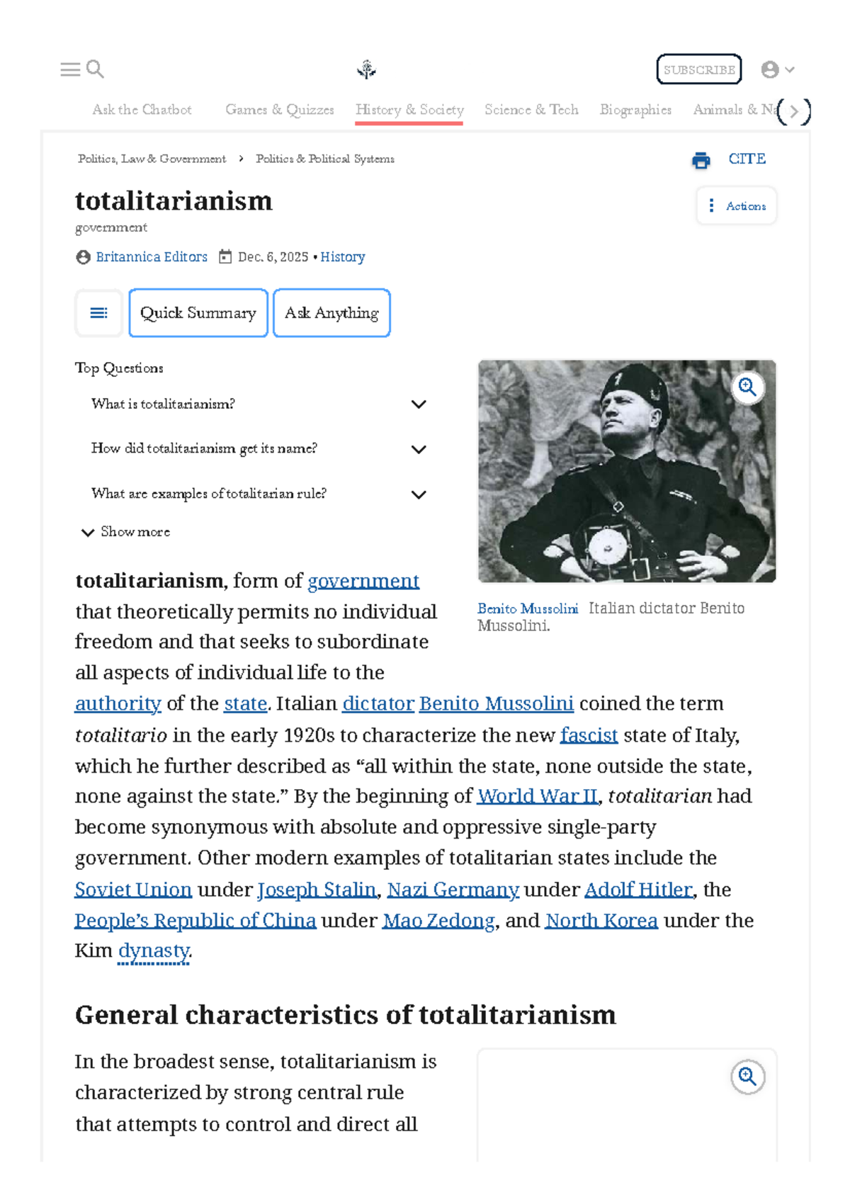 Totalitarianism: Definition, Characteristics & Historical Examples ...