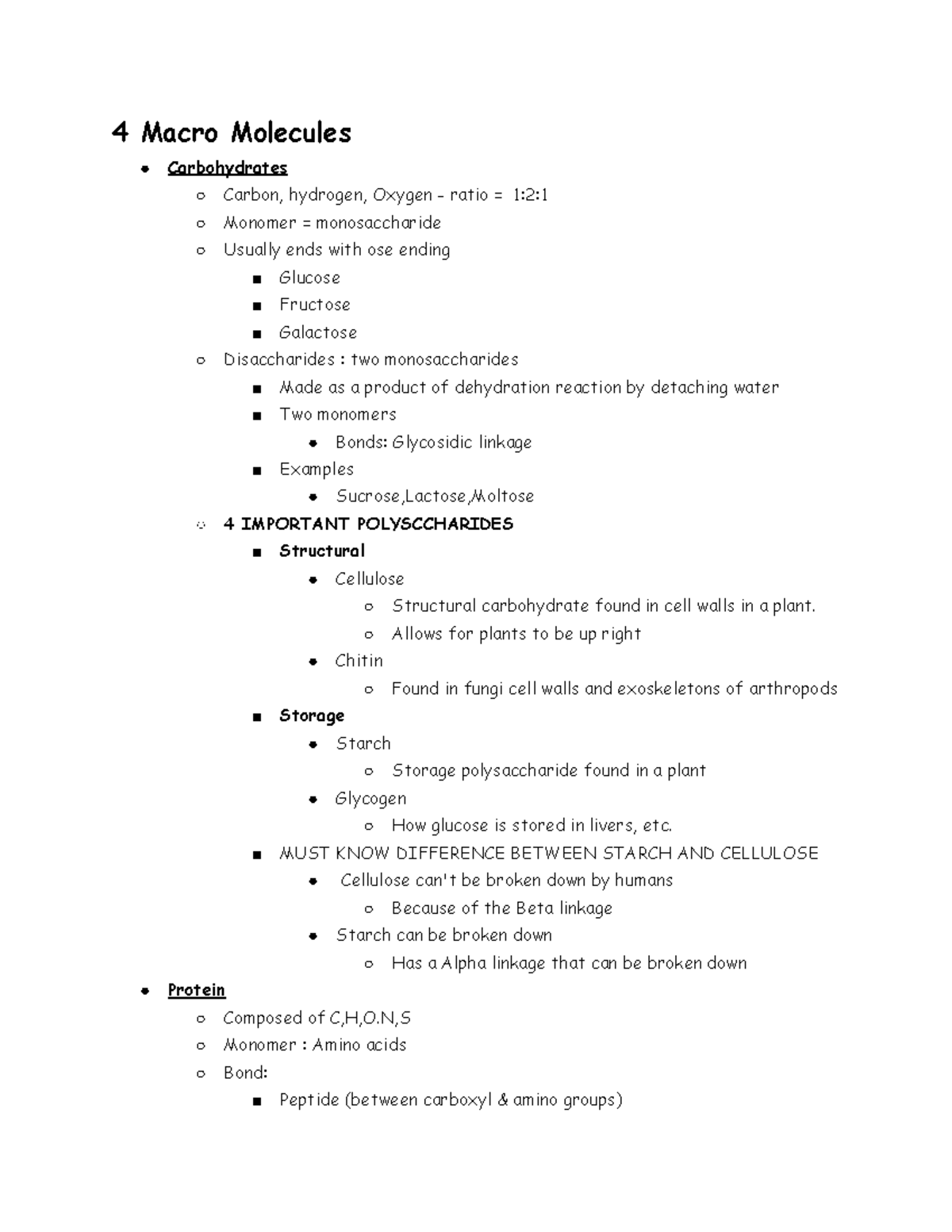 APB Review Unit 1: Chemistry of Life - Macro Molecules Overview - Studocu