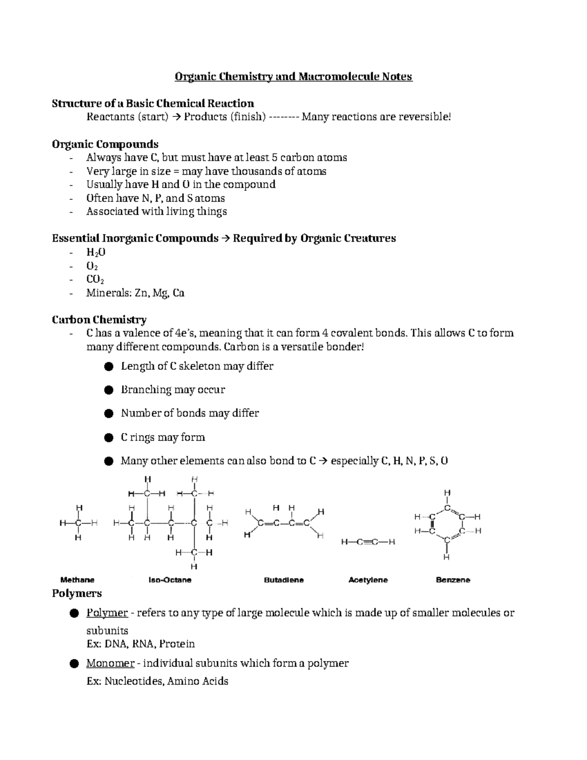 Organic Chemistry & Macromolecules Study Notes (Course Code) - Studocu