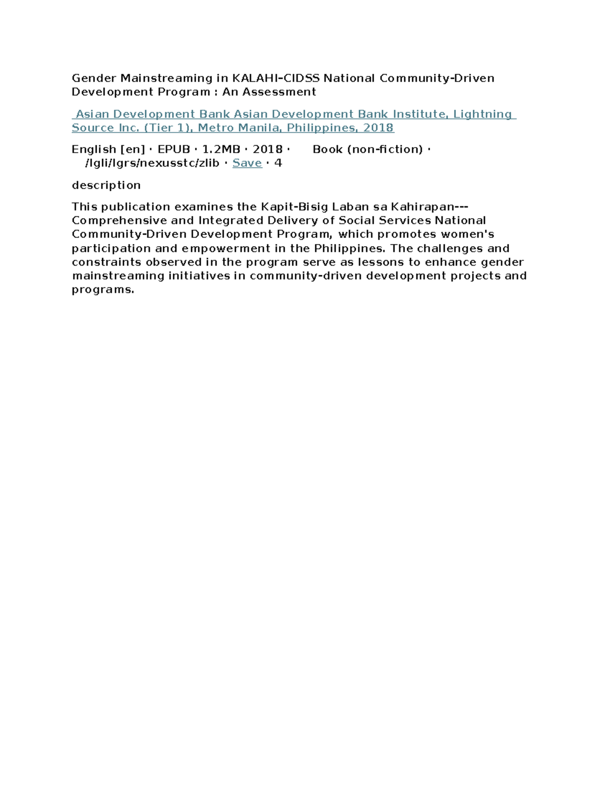 Gender Mainstreaming in Kalahi– Cidss National Community-Driven ...