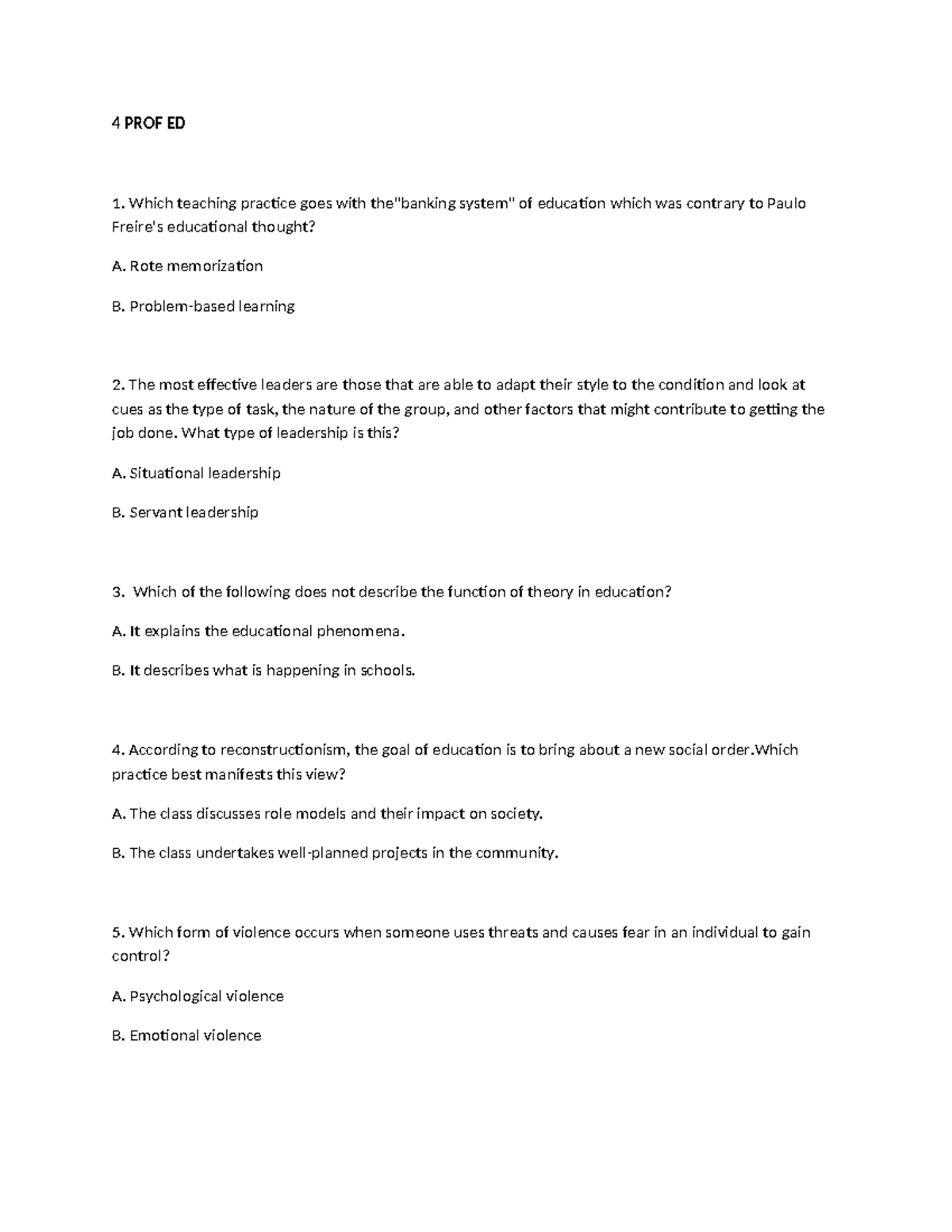 4-PROF-ED - Comprehensive Review for Educators - Studocu