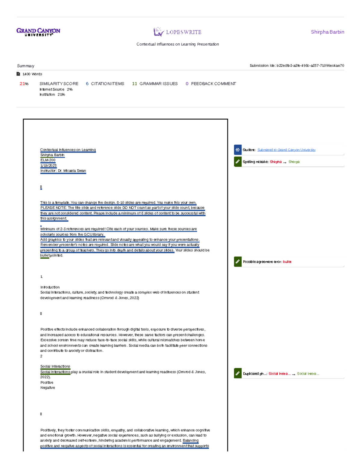 Report PDF - Assigment 1 contextual influences on learning - Submission ...