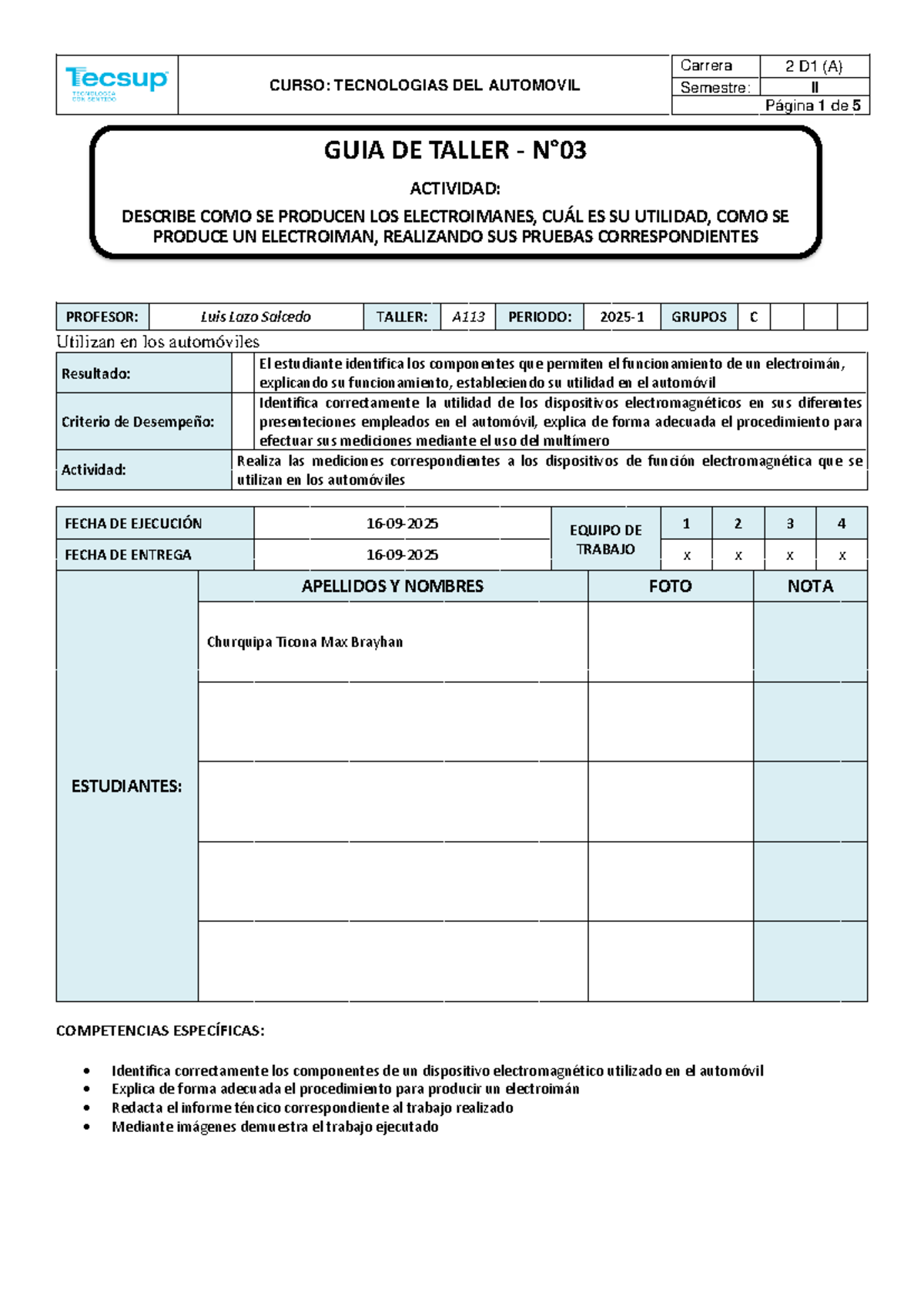 Guía de Taller: Electroimanes en Automóviles - TECNOLOGIAS DEL ...