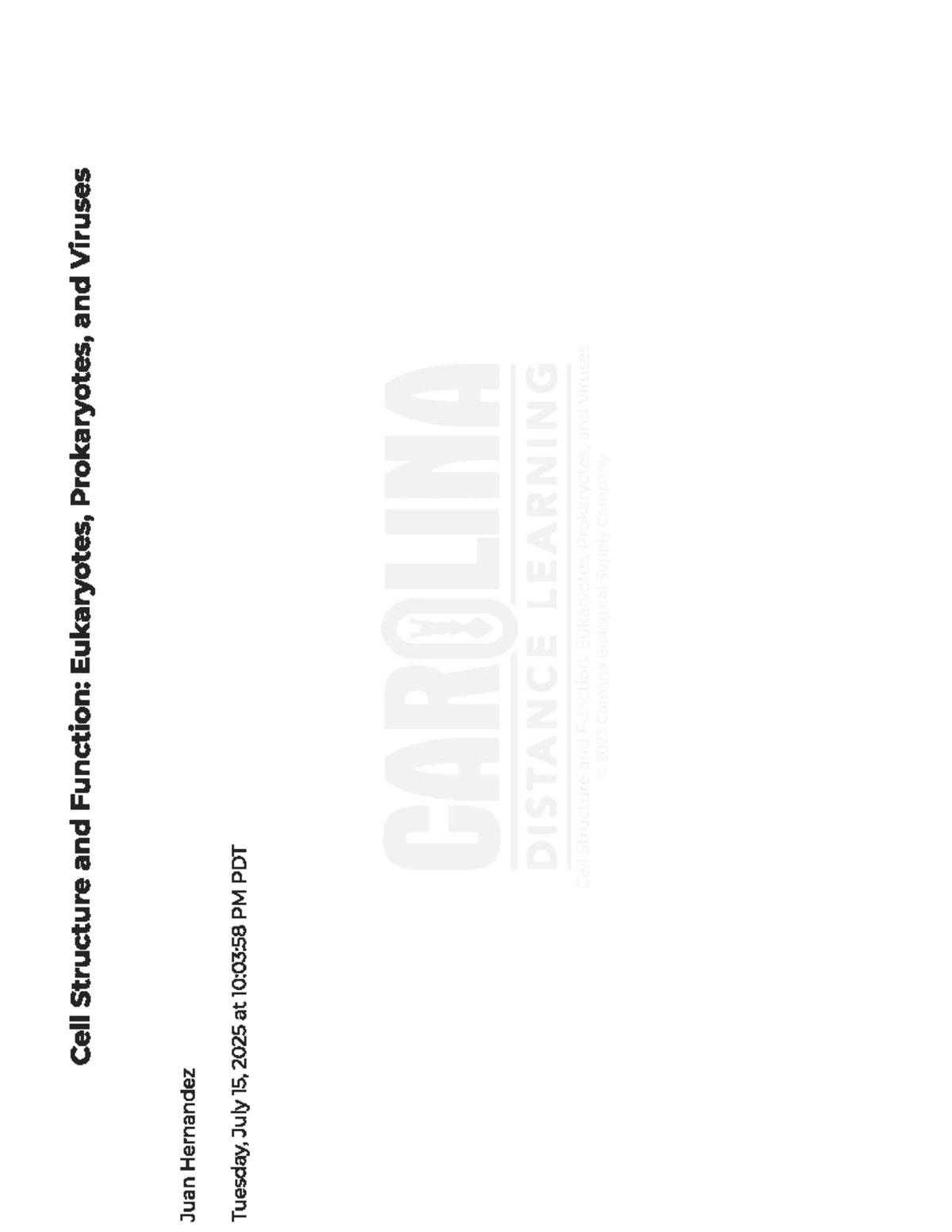 Cell Structure and Function Lab (3-1): Eukaryotes, Prokaryotes, and ...