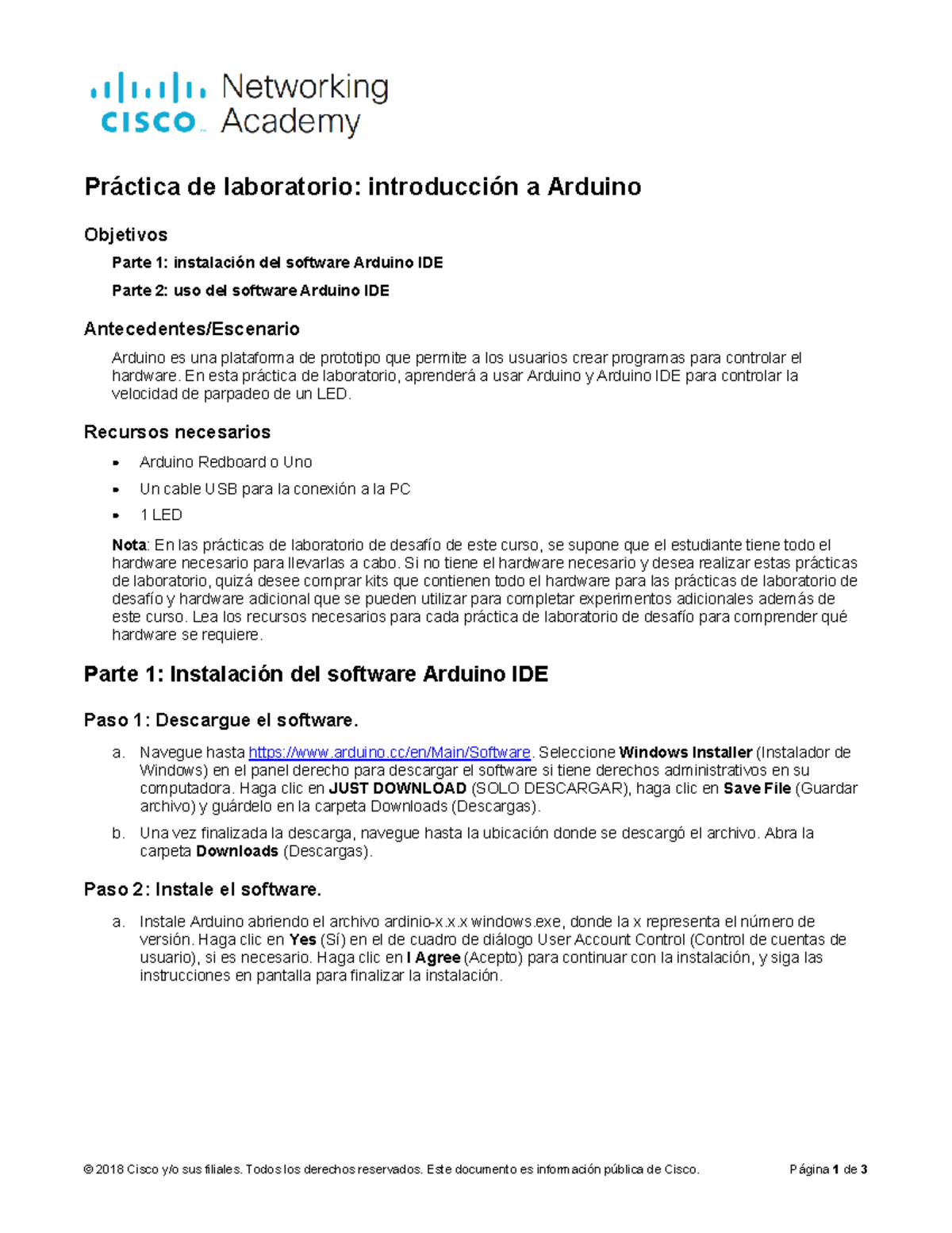 2.2.2.8 Lab - Introducción a Arduino y Uso del Software IDE - Studocu