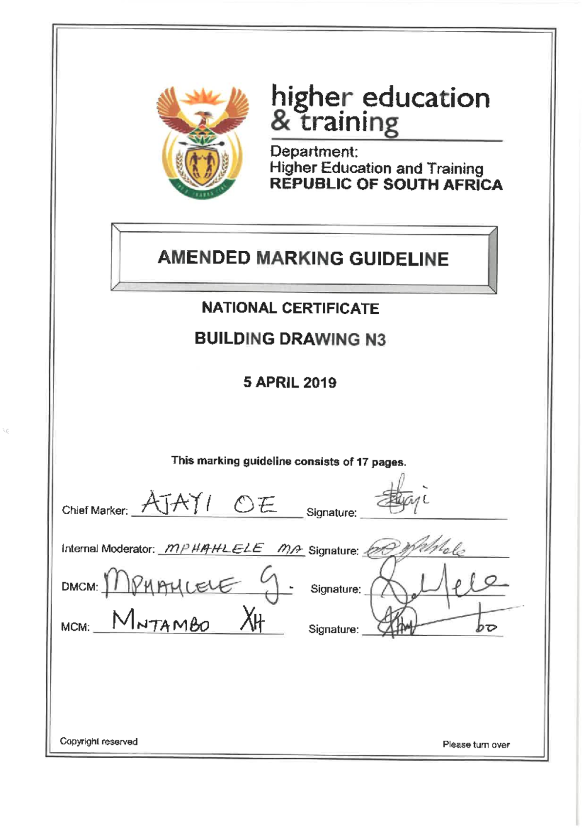 Building Drawing N3 MEMO APR 2019 - DDS1001 - Studocu
