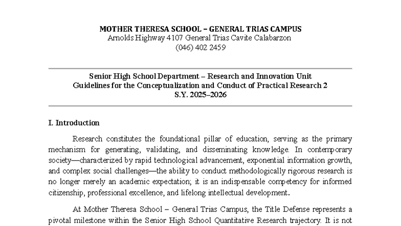 Guidelines for Research Title Defense (Practical Research 2) - Studocu
