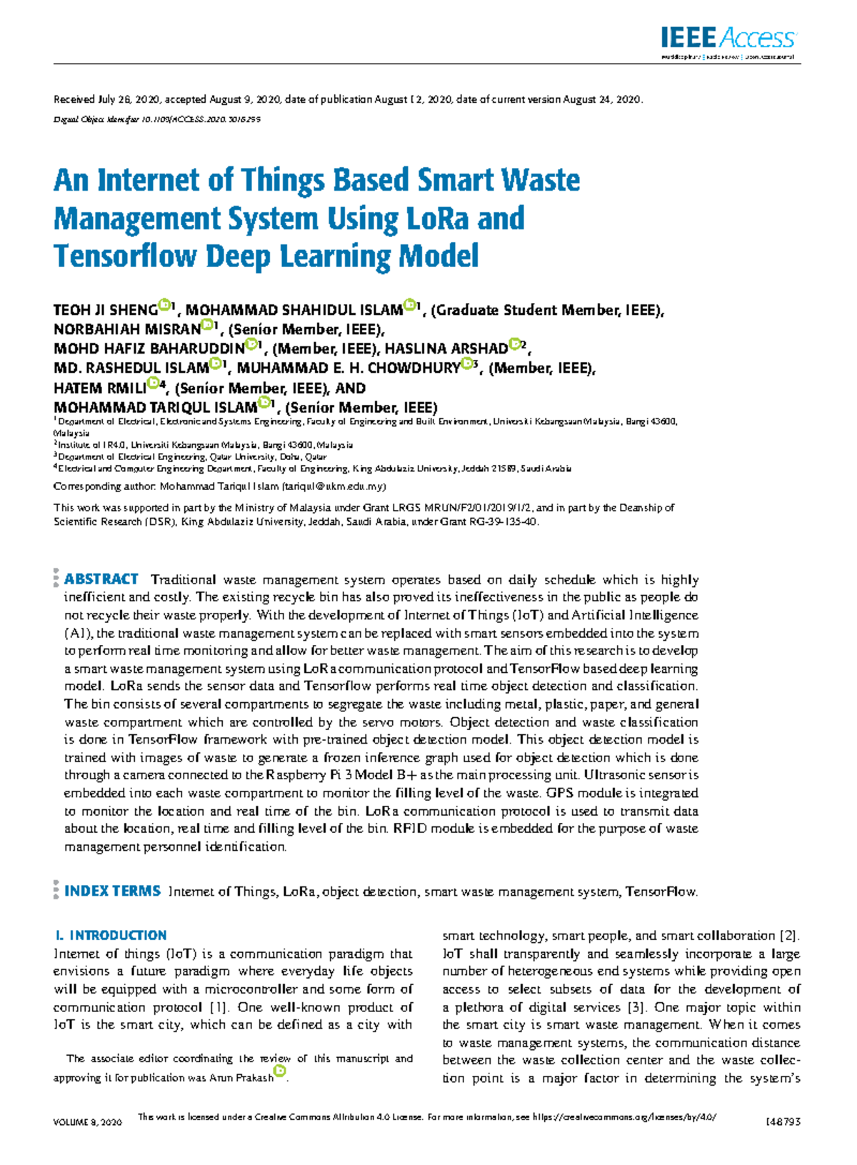 IoT-Based Smart Waste Management System Using LoRa & TensorFlow Model ...