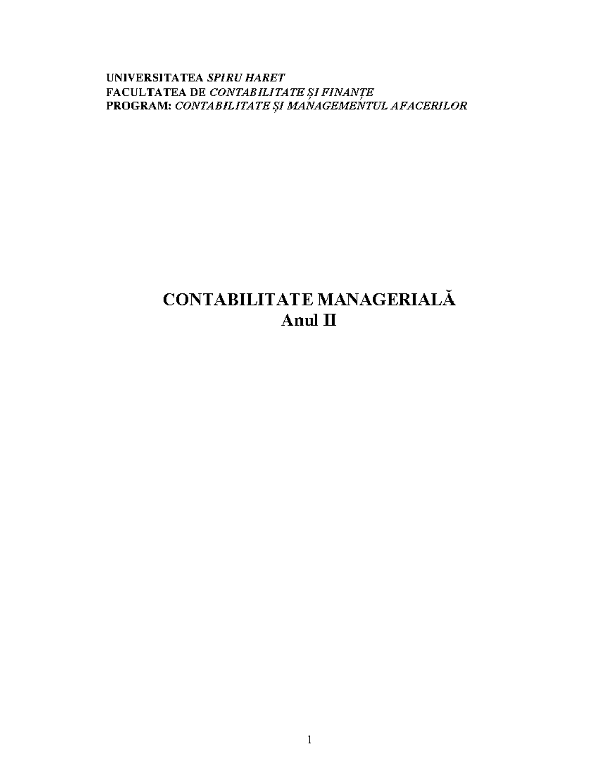 Contabilitate Managerială - Curs Anul II - Prezentare și Elemente ...