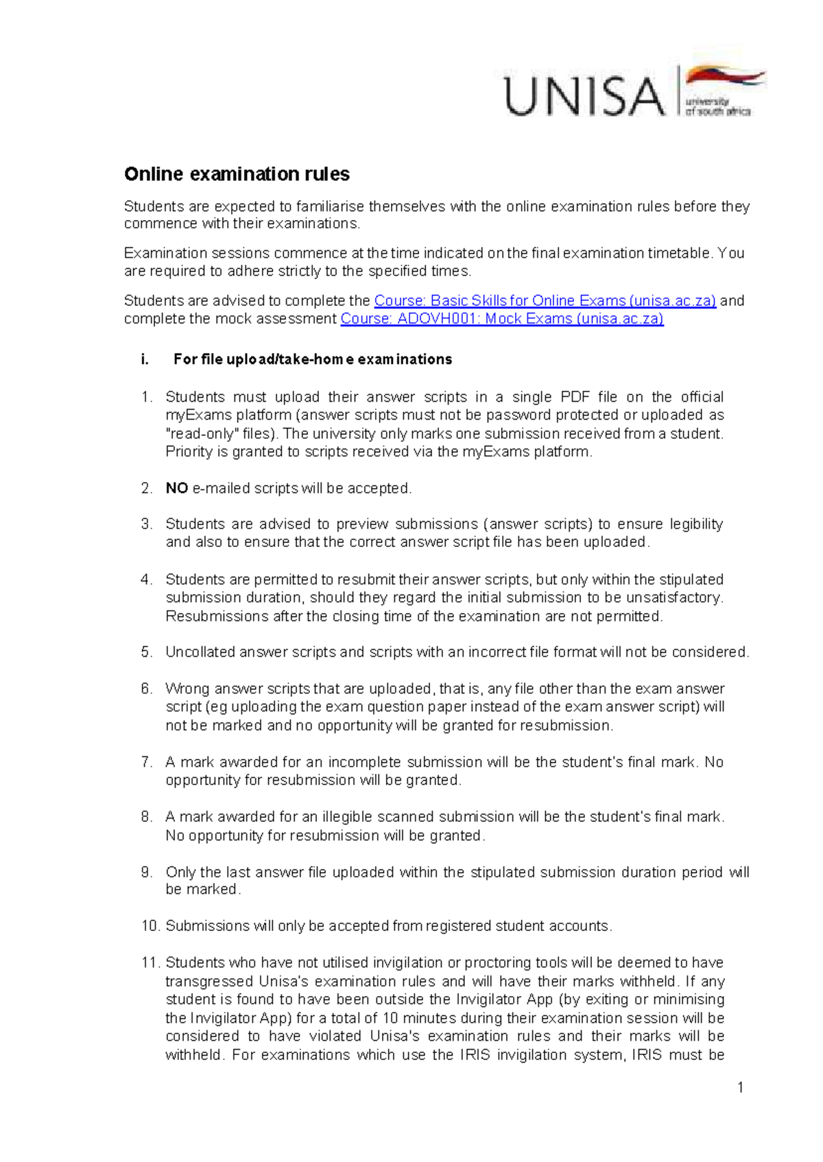 MAT2615 Final Exam: Online Examination Rules & Guidelines - Studocu