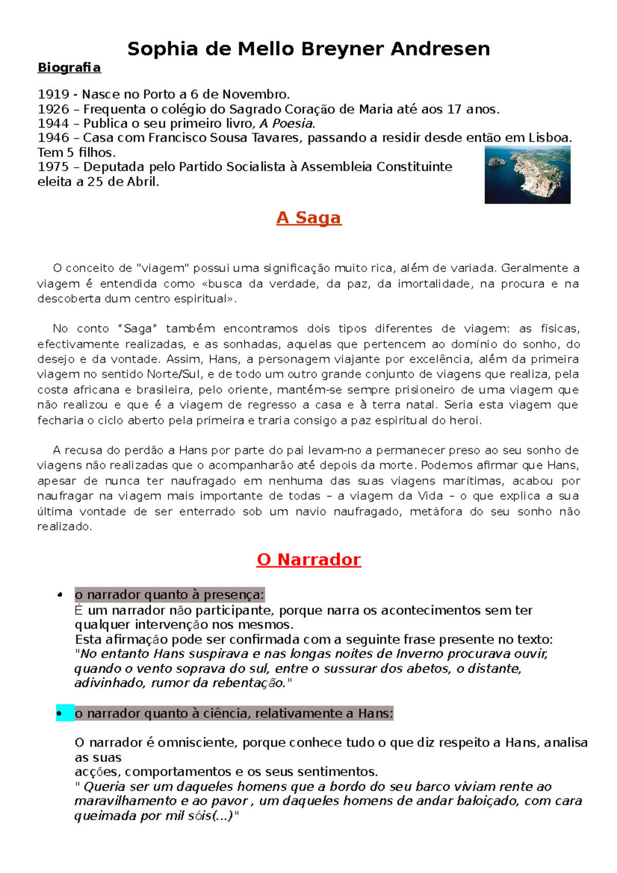 303380338-A-Saga - Análise do Conto de Sophia de Mello Breyner - Studocu