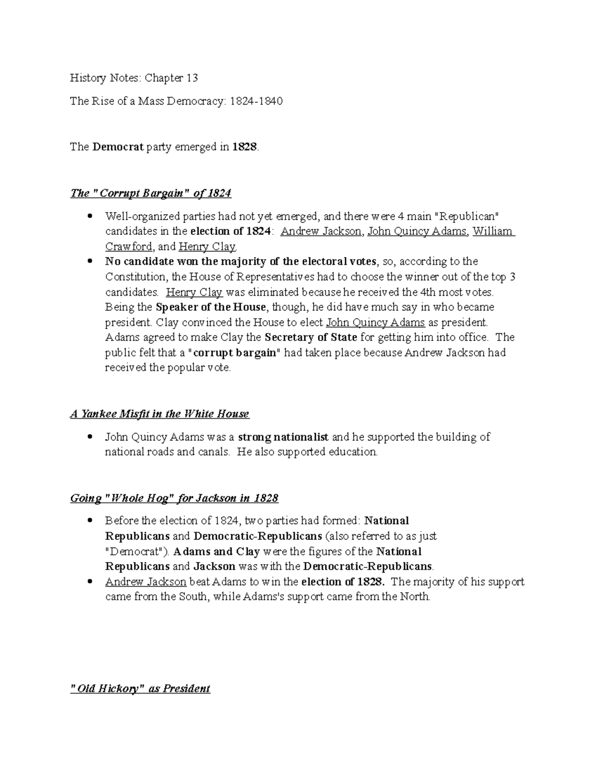 History Notes Ch 13 - History Notes: Chapter 13 The Rise of a Mass ...