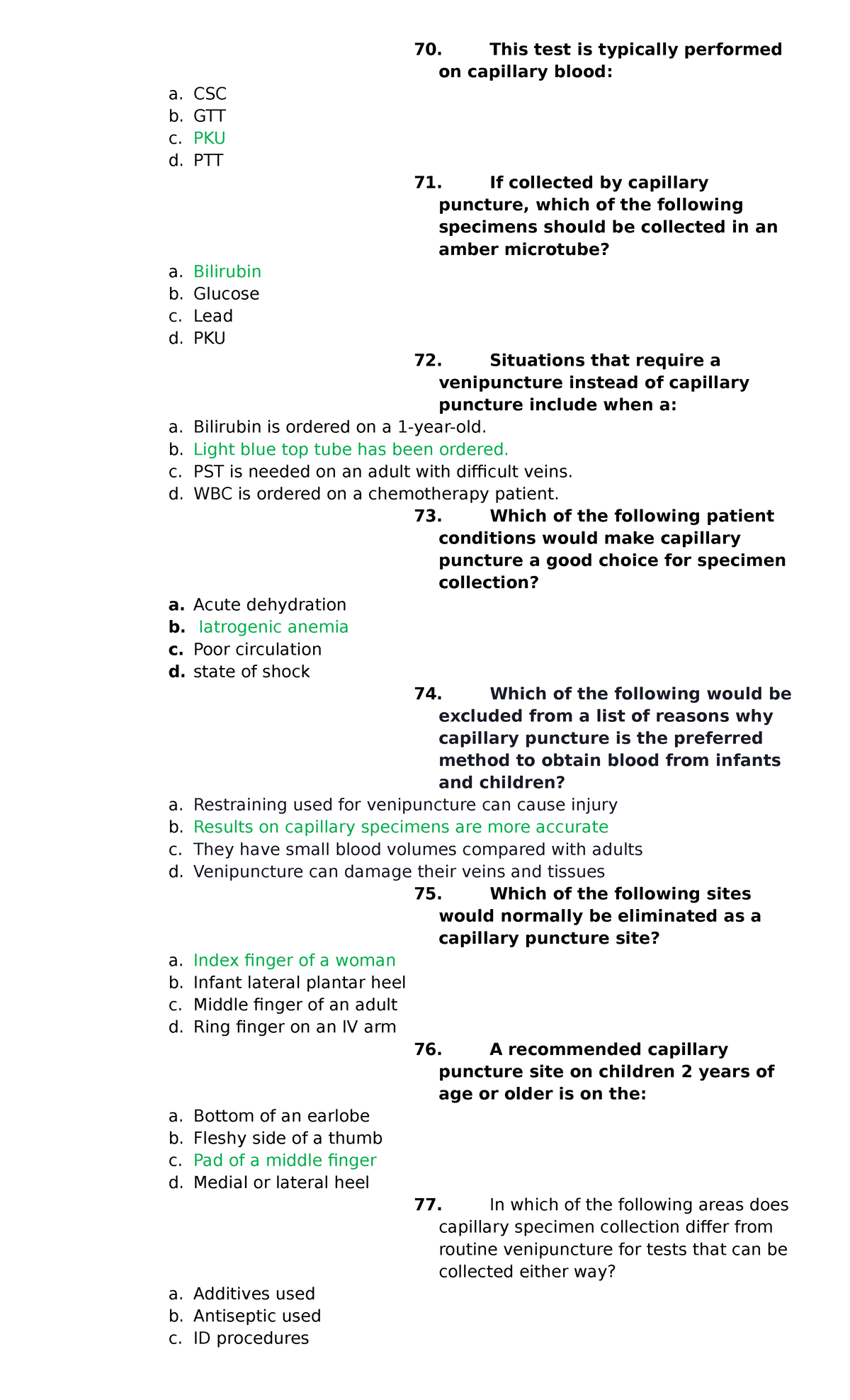 P2 EXAM Review - Capillary Puncture and Blood Collection Techniques ...