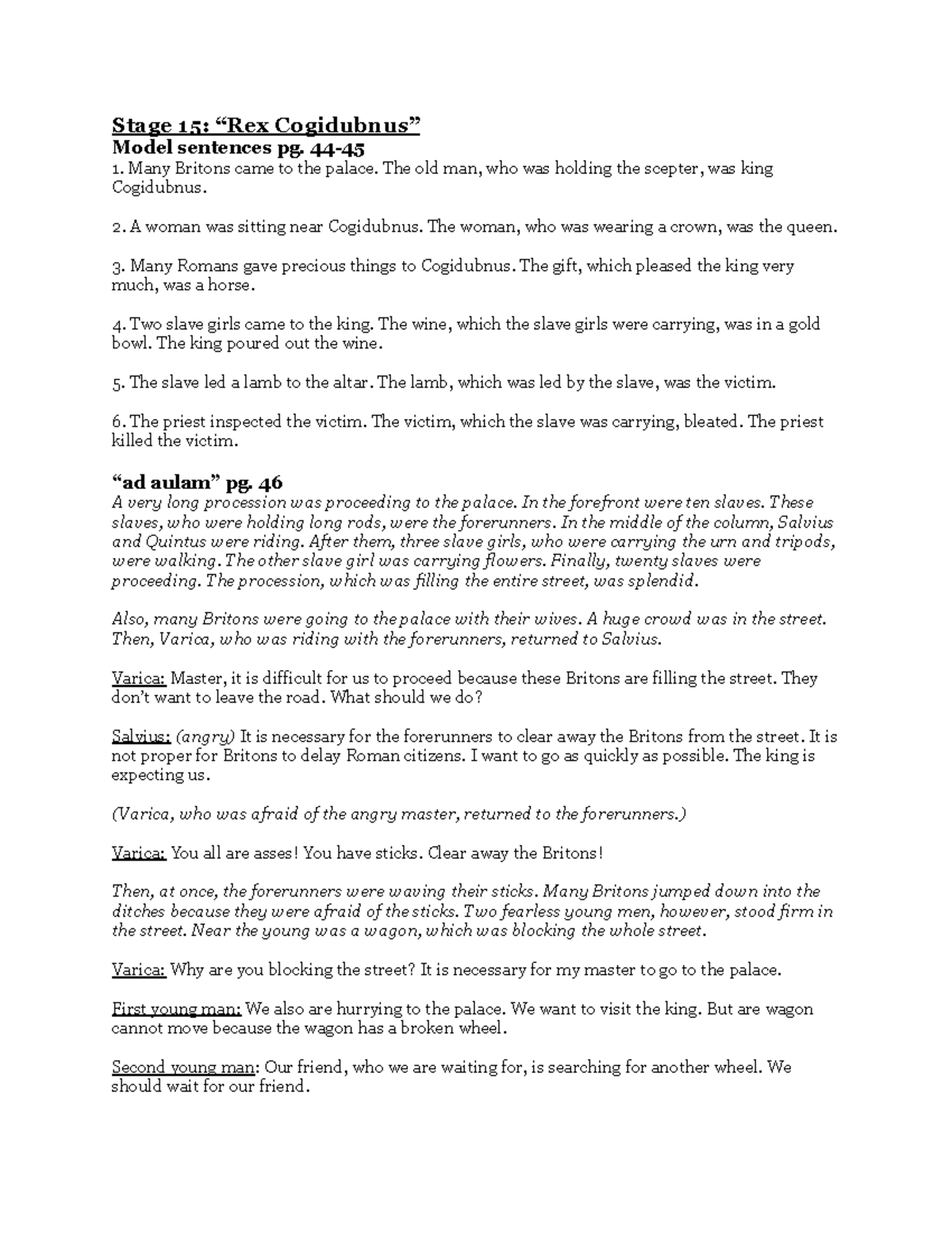 Cambridge Latin Course Stage 15: Rex Cogidubnus Translations - Studocu