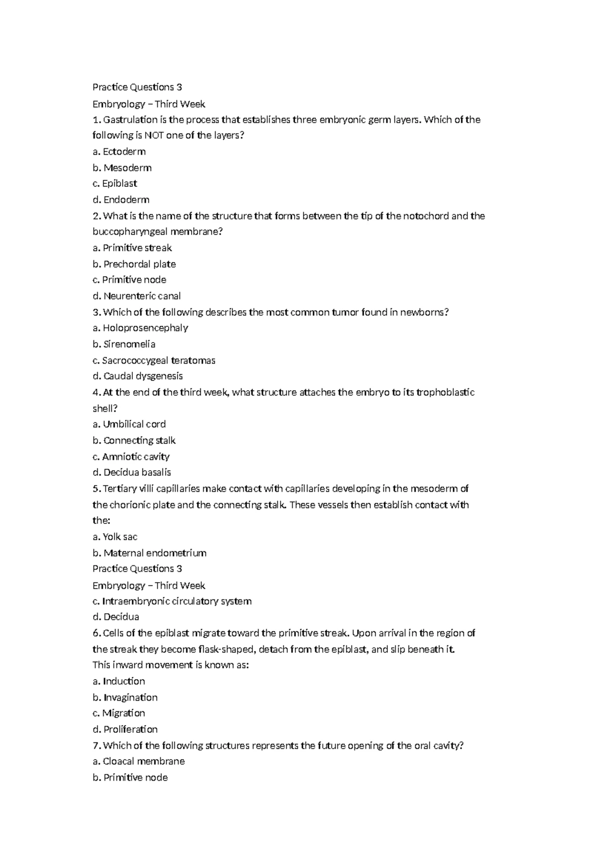 Embryology 101 - Fetal Period Practice Questions and Answers - Studocu