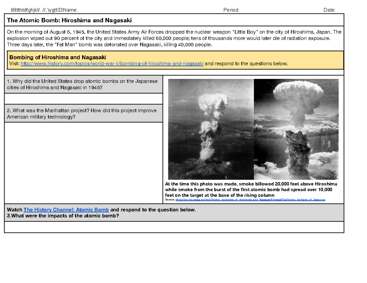 Jasmine Jarido - Atomic Bomb & Berlin Wall Study Notes - Studocu