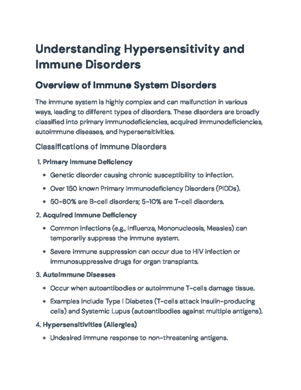 Understanding Hypersensitivity and Immune Disorders: Overview and Types ...