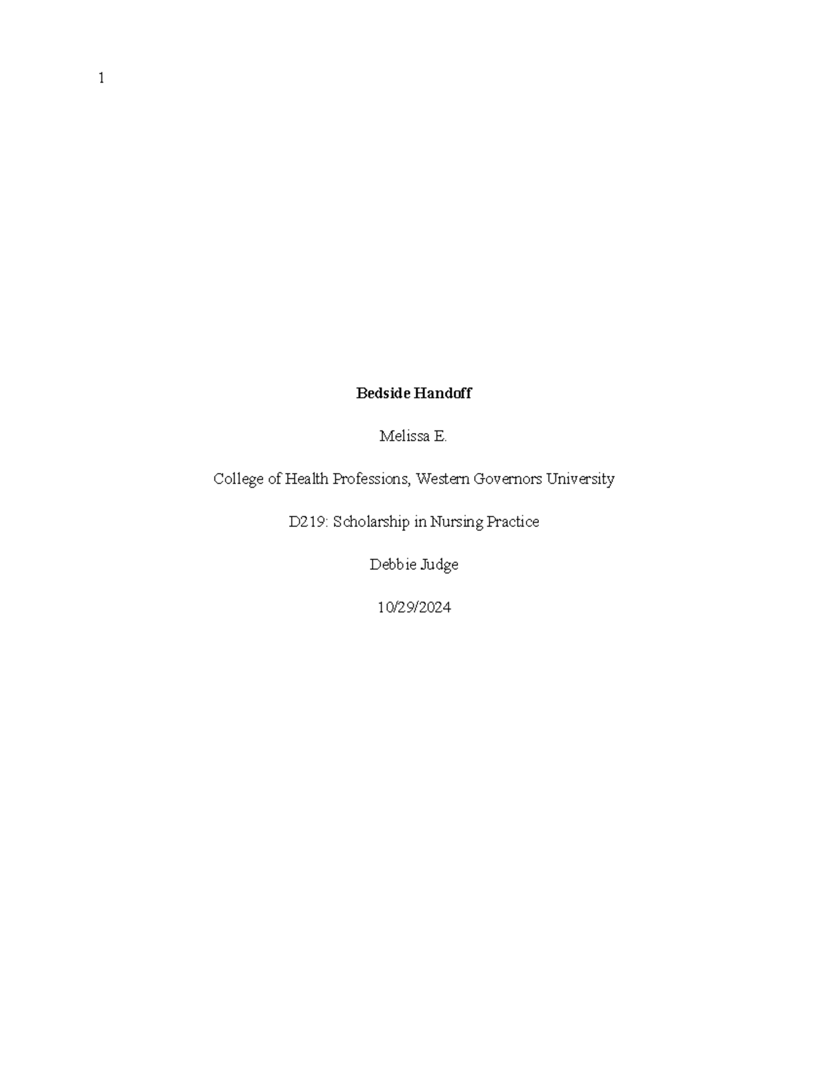 D219 EBP - Bedside Handoff Impact on Patient Satisfaction Analysis ...