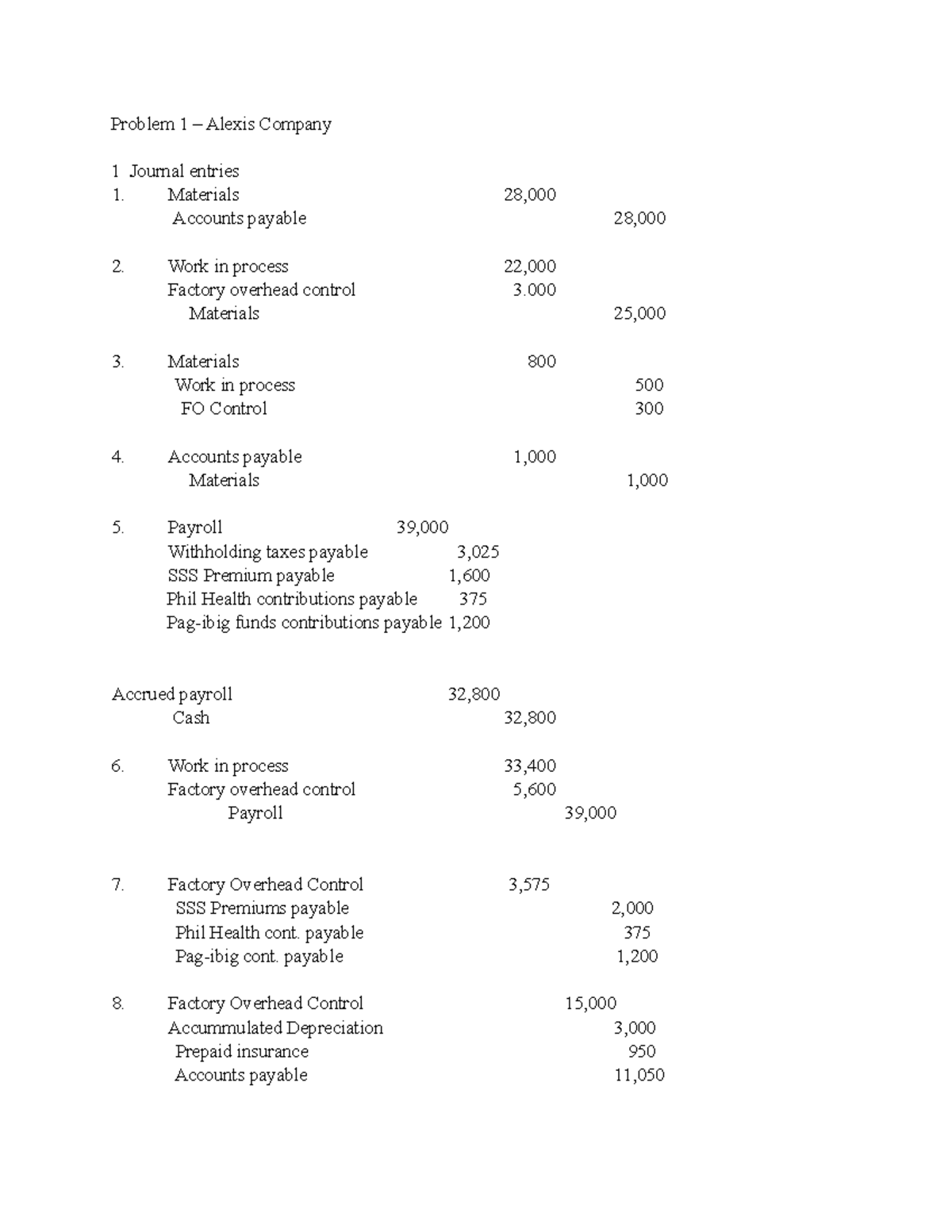 Cost Accounting Assignment: Journal Entries and Work in Process ...