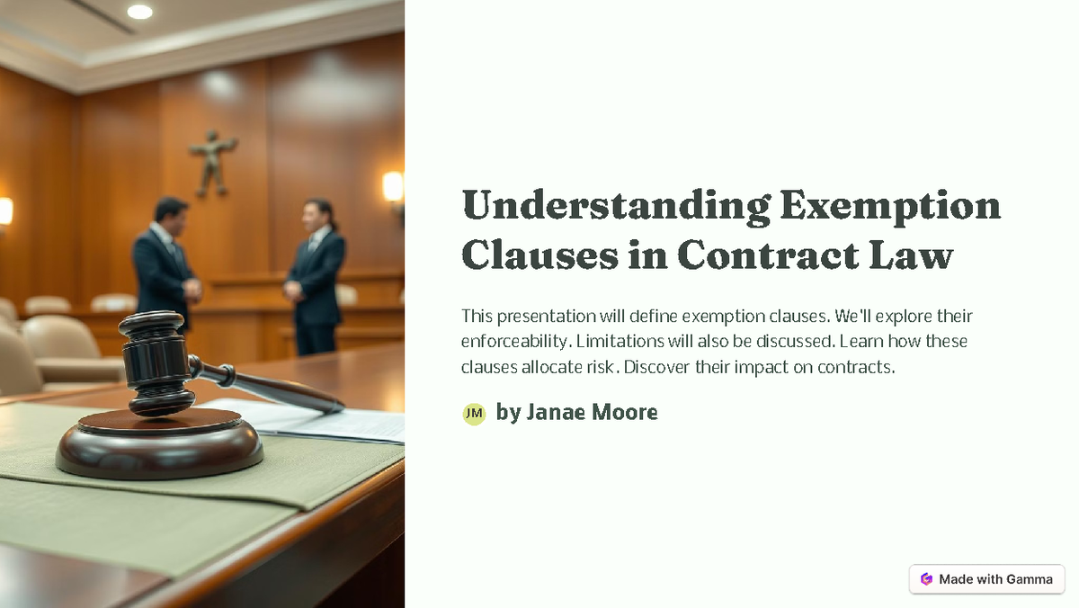 Understanding Exemption Clauses in Contract Law - U der ta di g Exe ptio Clau e i Co tract Law ...