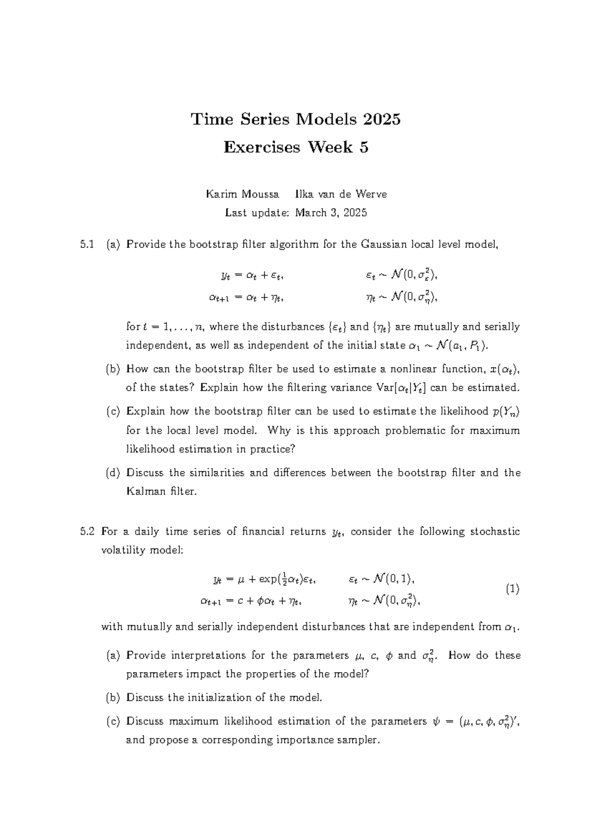 2025 TSM Exercises Week 5: Bootstrap Filter & Stochastic Volatility ...