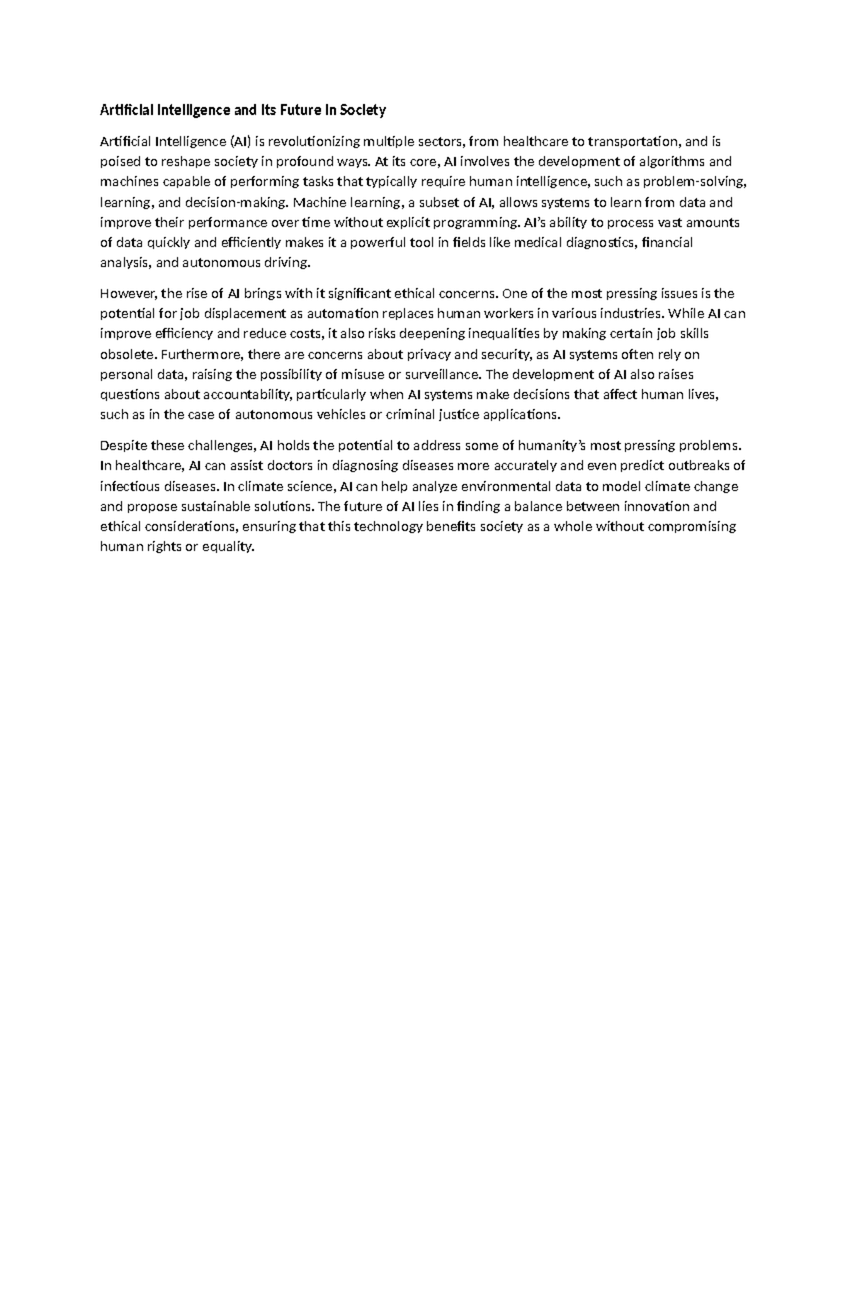 Artificial Intelligence and Its Future in Society - Artificial ...
