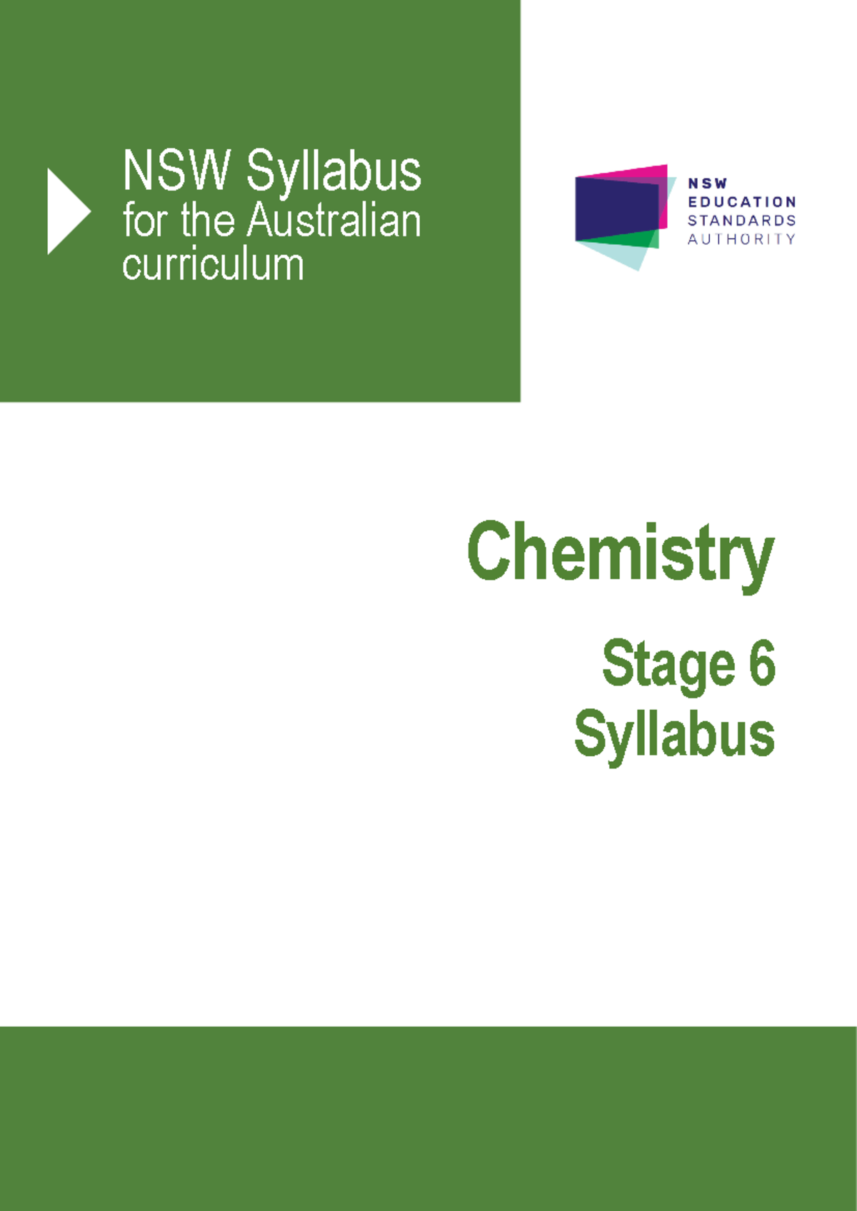 Stage 6 Chemistry Syllabus Overview and Key Information - Studocu