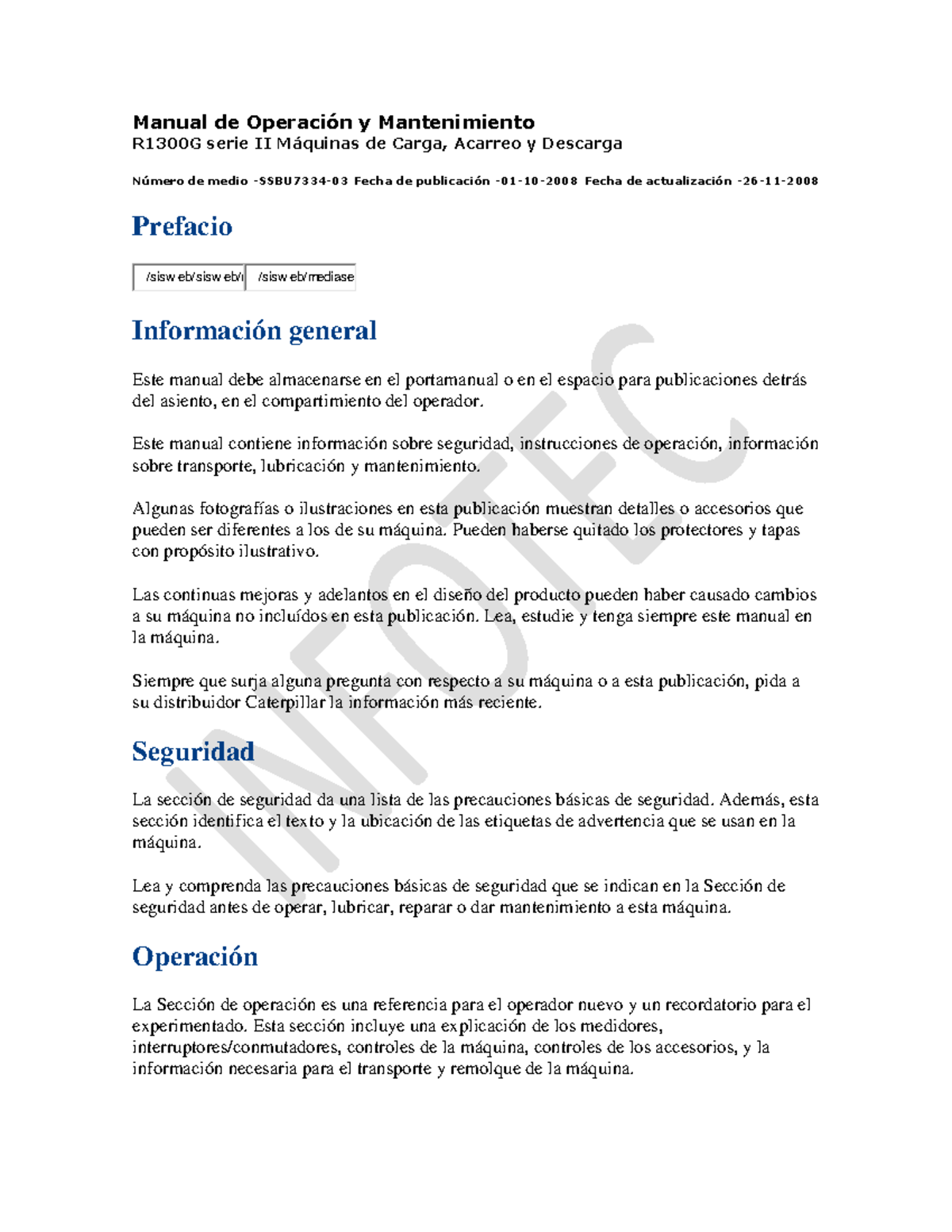 Manual de Operación y Mantenimiento R1300G II - Cargadoras Caterpillar ...