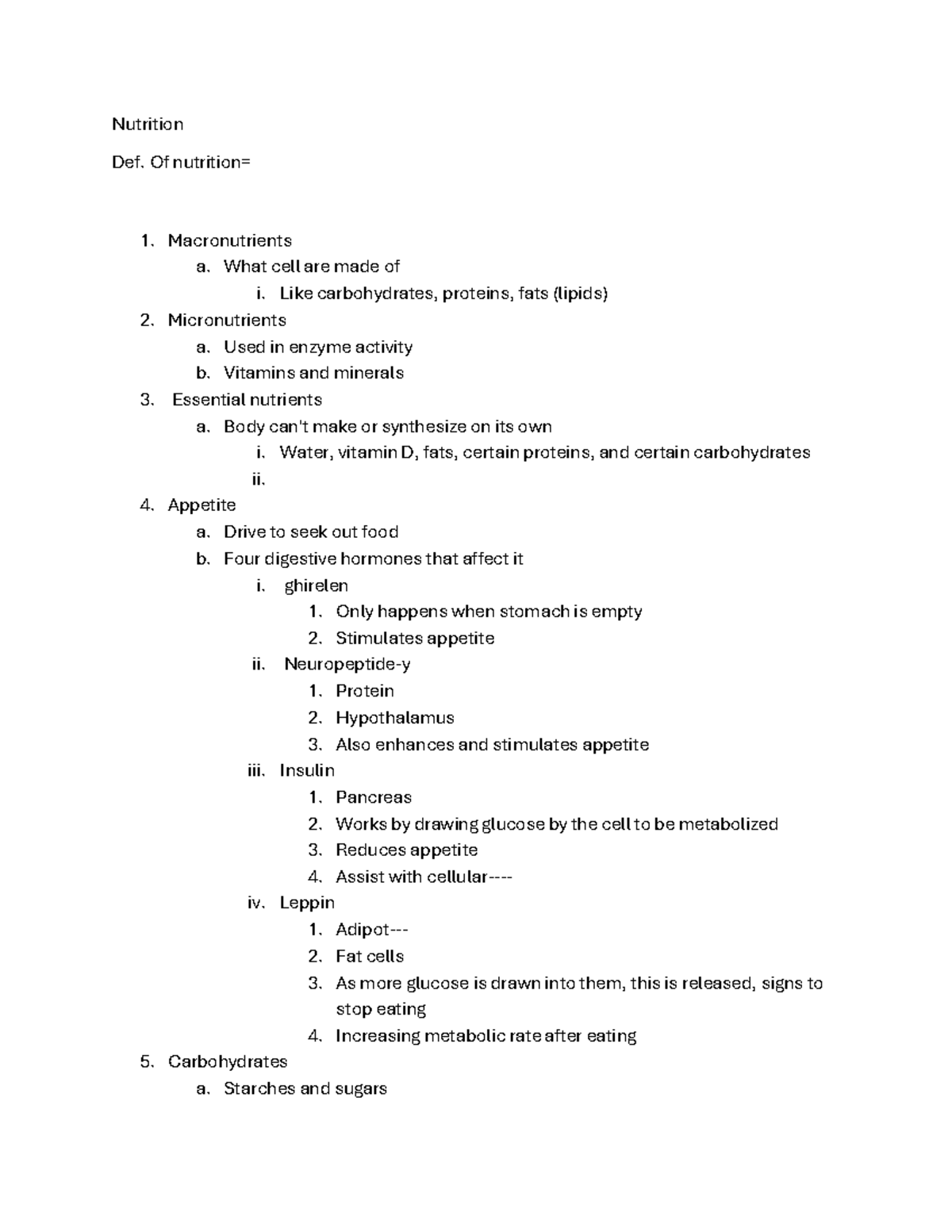 Nutrition Notes: Macronutrients, Micronutrients, and Essential ...