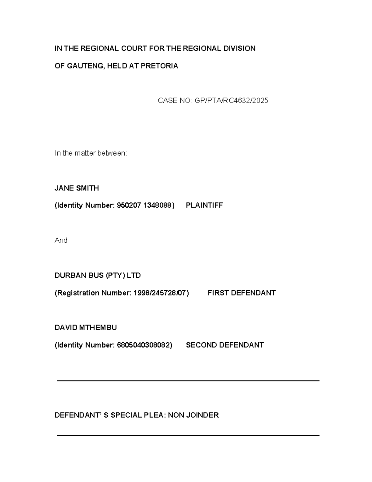 Defendant's Notice I.T.O Rule 23(1)(a) - Case No: Gauteng Court - Studocu