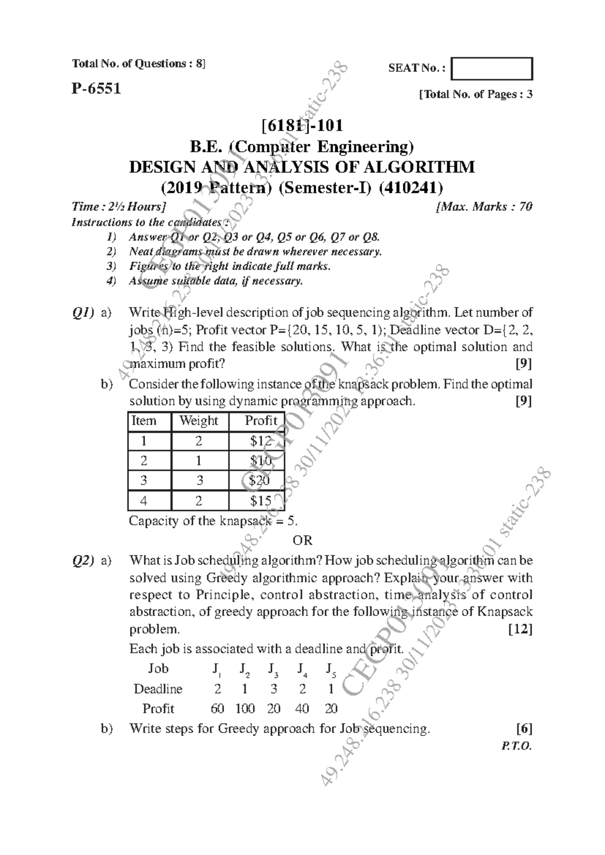 B.E. (Computer Engineering) Design & Analysis of Algorithms (410241 ...