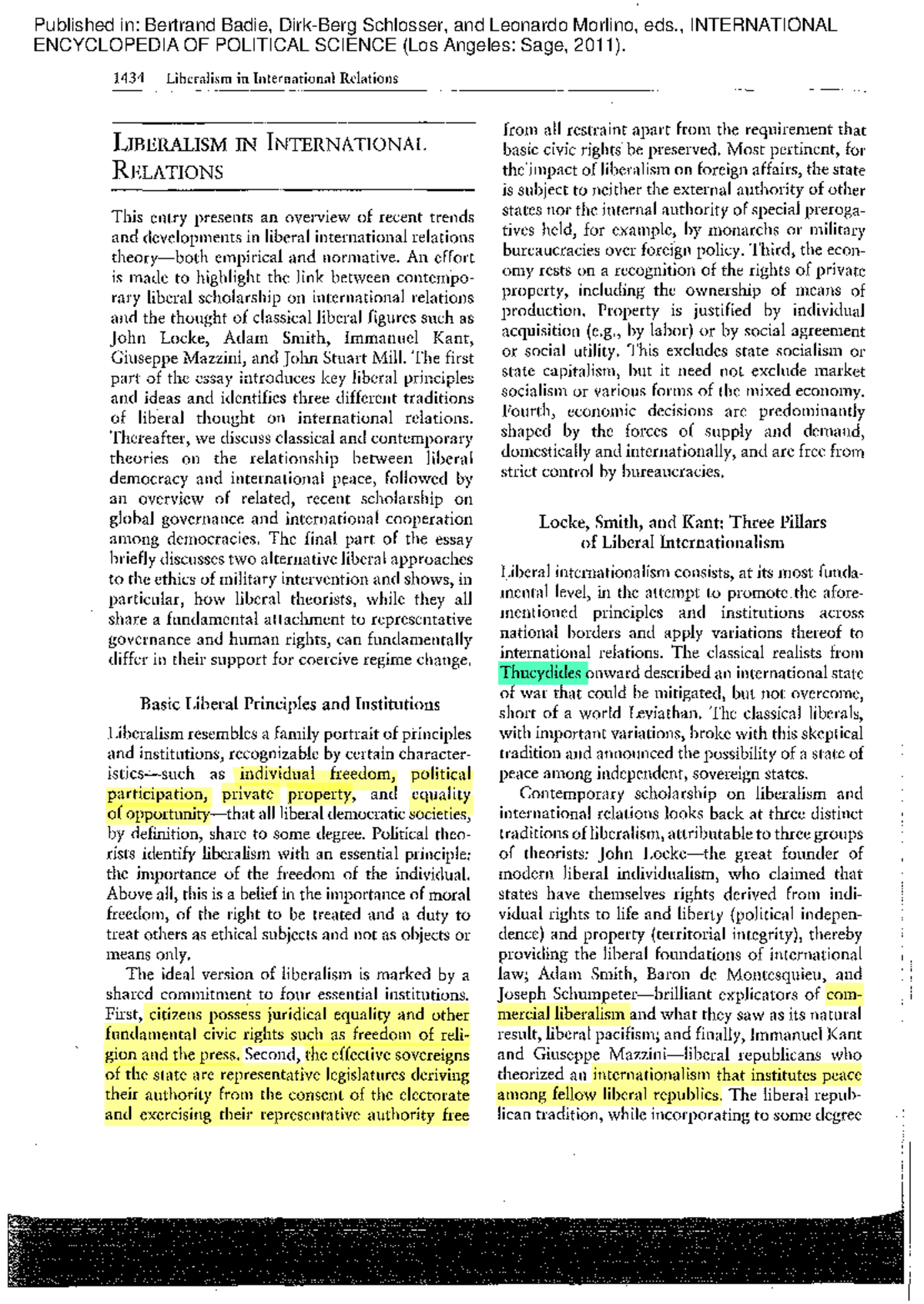 Liberalism in International Relations: Key Concepts and Theories - Studocu