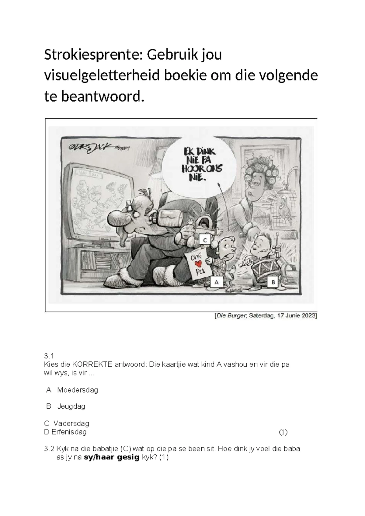 Graad 6 Afrikaans Taak 5: Leeftyd van 'n Leeu en Teksvrae - Studocu