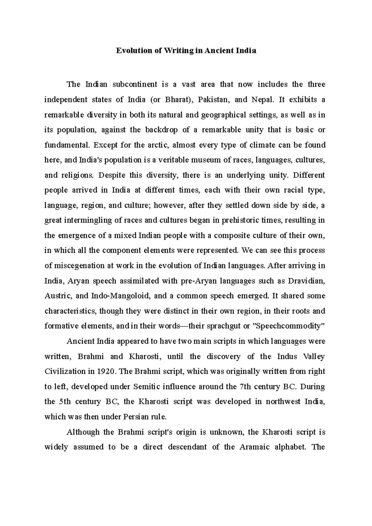 Evolution of Writing: Ancient India (History & Scripts) - Studocu