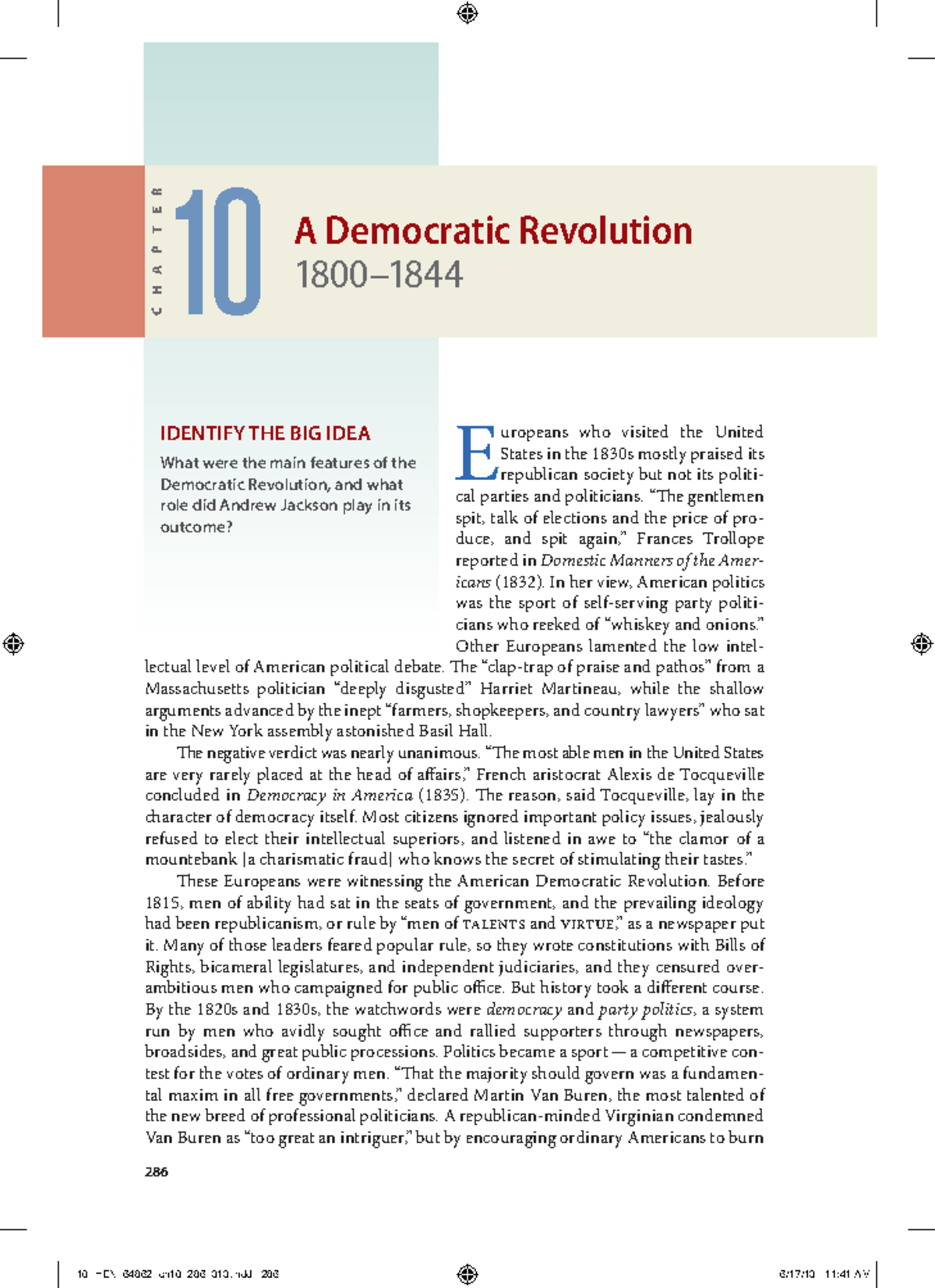 A Democratic Revolution: U.S. Politics, 1800-1844 (HIST101) Chapter ...