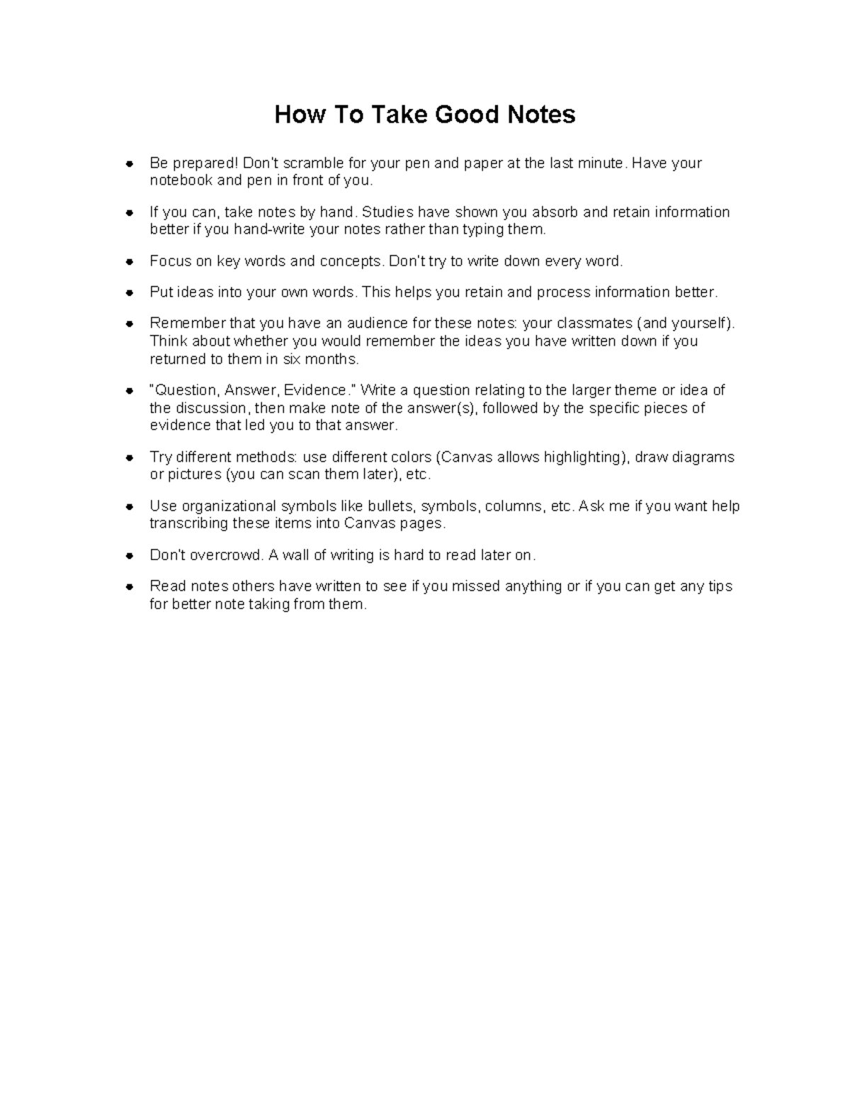 Effective Note-Taking Strategies: A Helpful Guide - Studocu