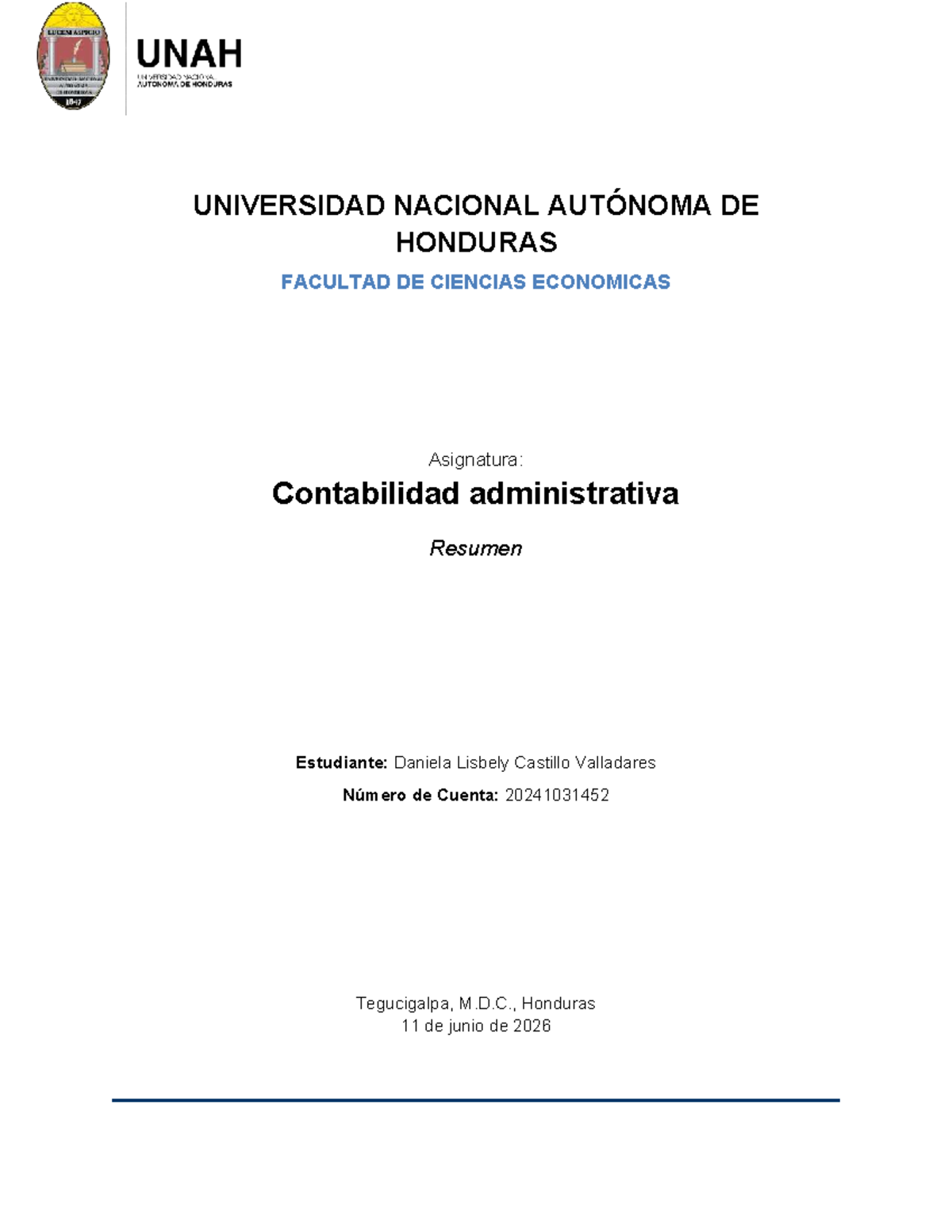 Resumen de Contabilidad Administrativa - UNAH 2026 - Studocu