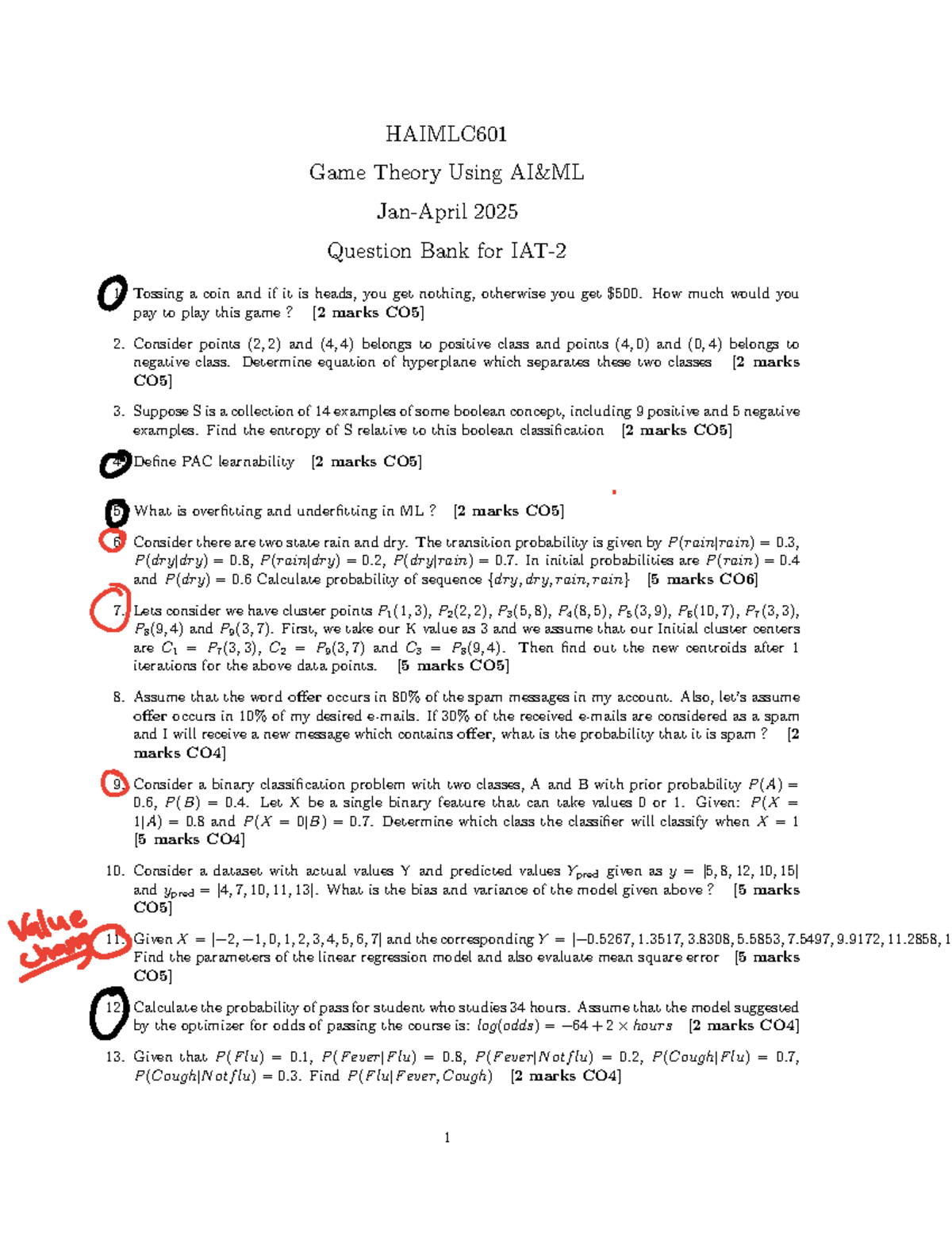 HAIMLC601 Game Theory Using AI & ML 2025 Question Bank - Studocu