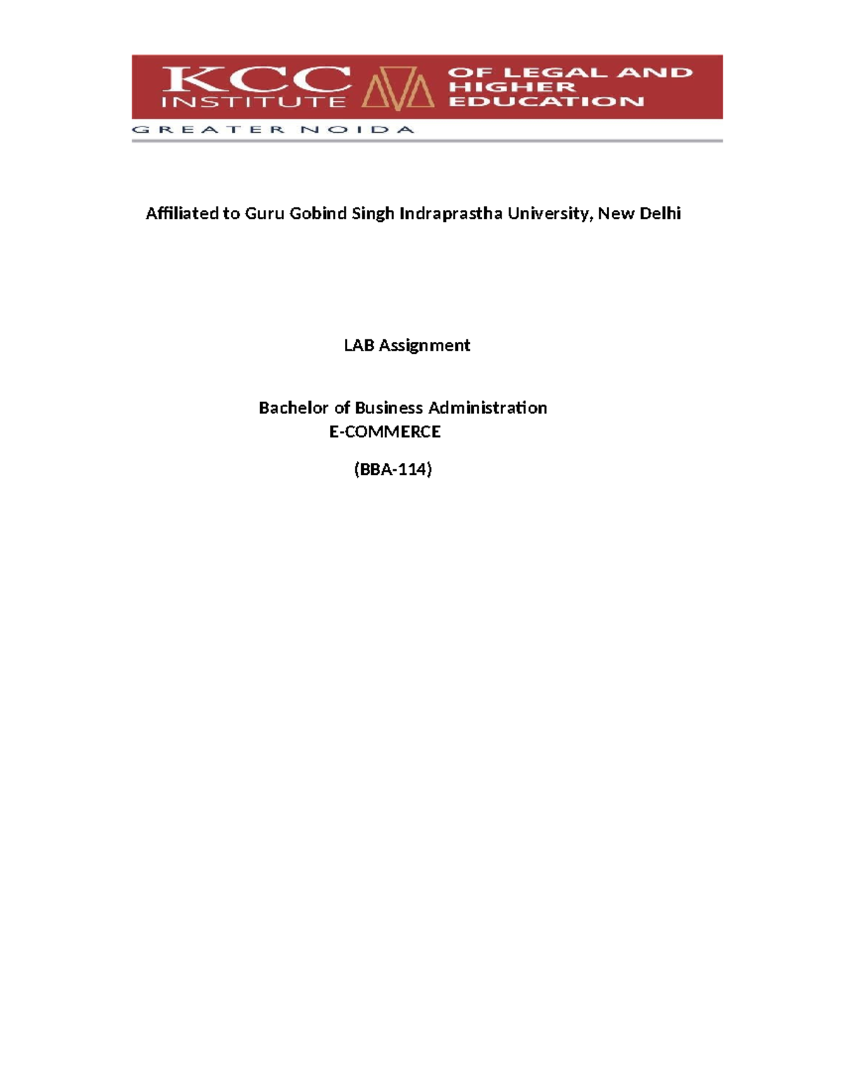 BBA LAB Assignment: E-Commerce Lab File Instructions - Studocu